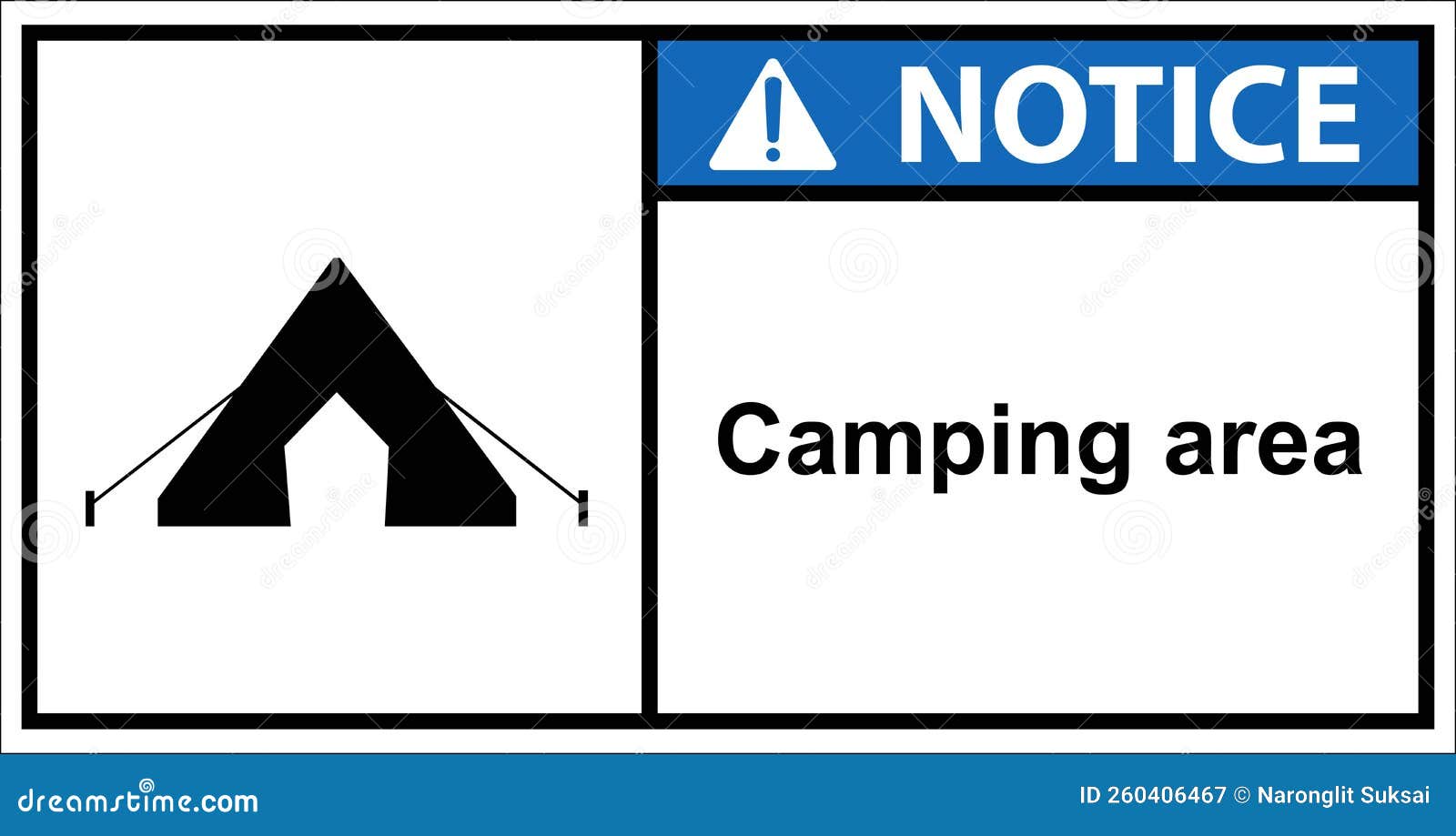 Warning Sign for Camping Camping Area.Sign Notice Stock Vector ...