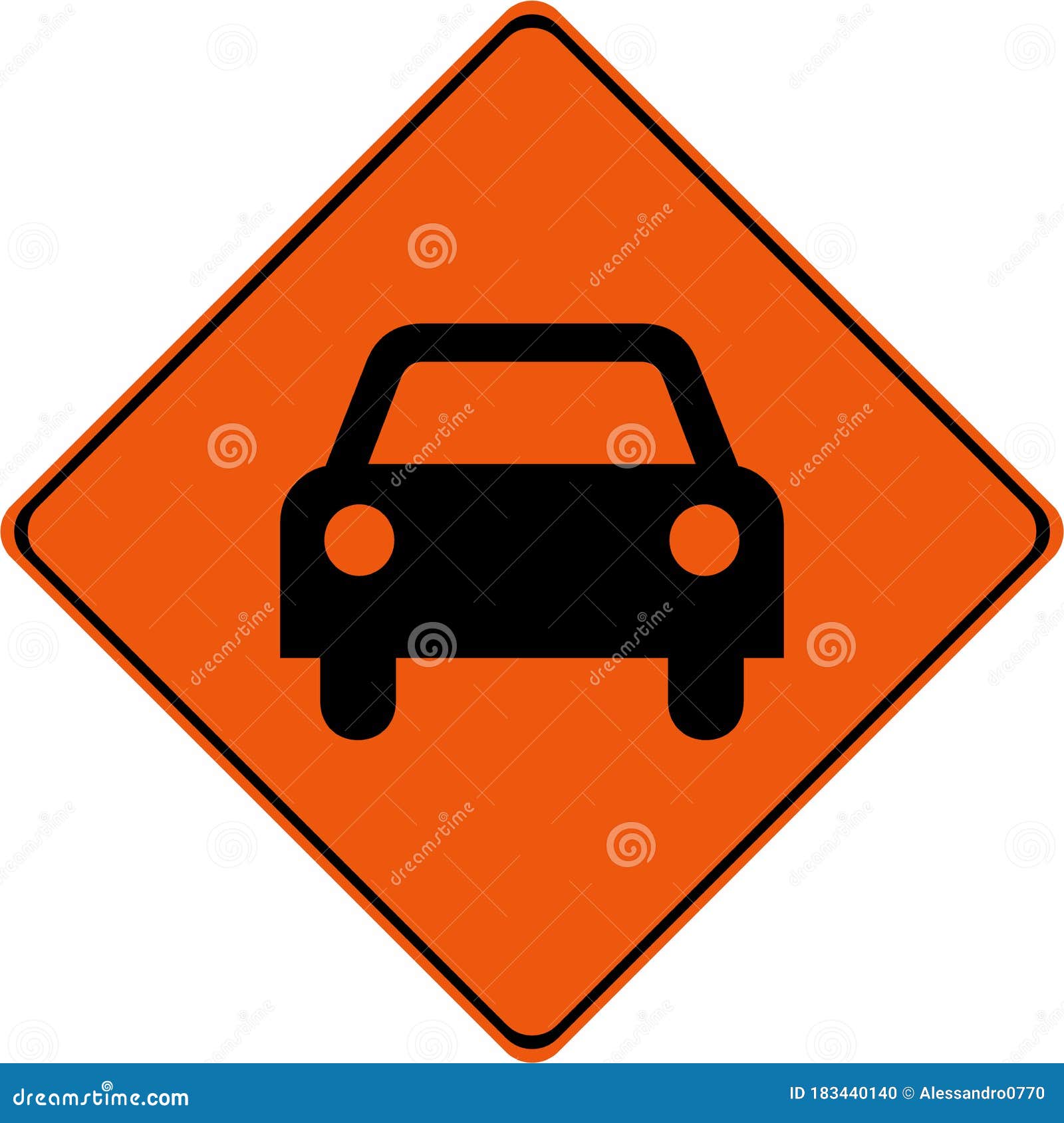 Warning sign with car stock illustration. Illustration of quadratic ...