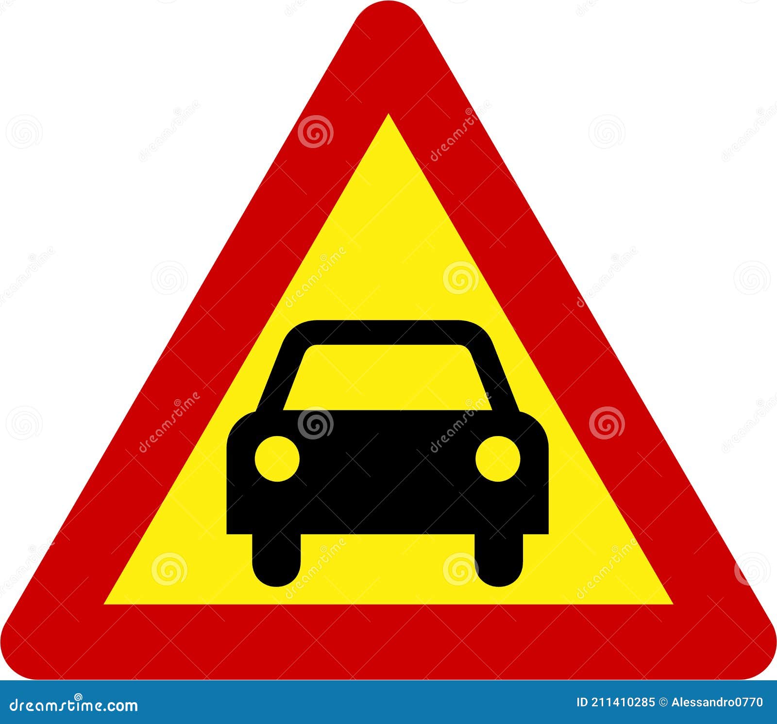 Warning sign with car stock illustration. Illustration of warning ...