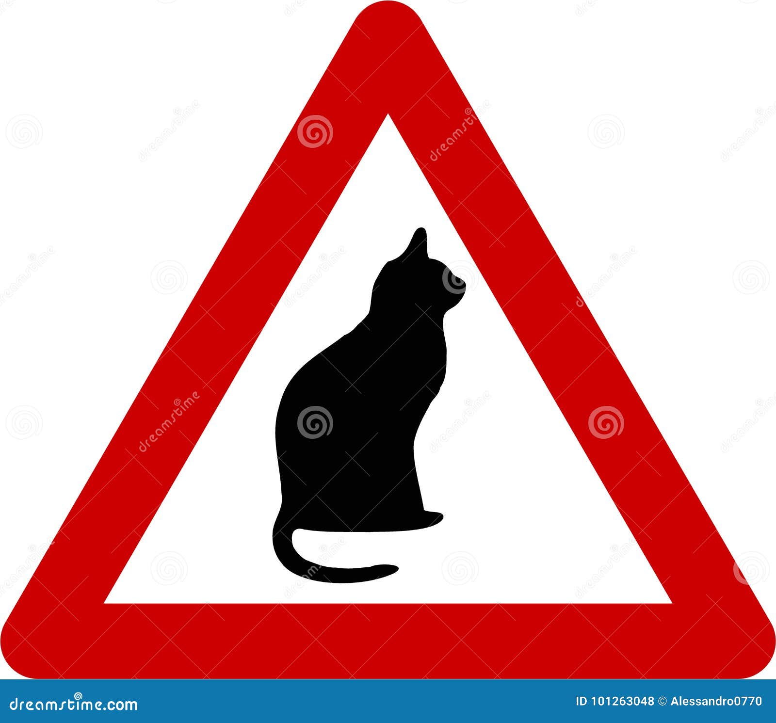 Warning sign with cat stock illustration. Illustration of zone - 101263048