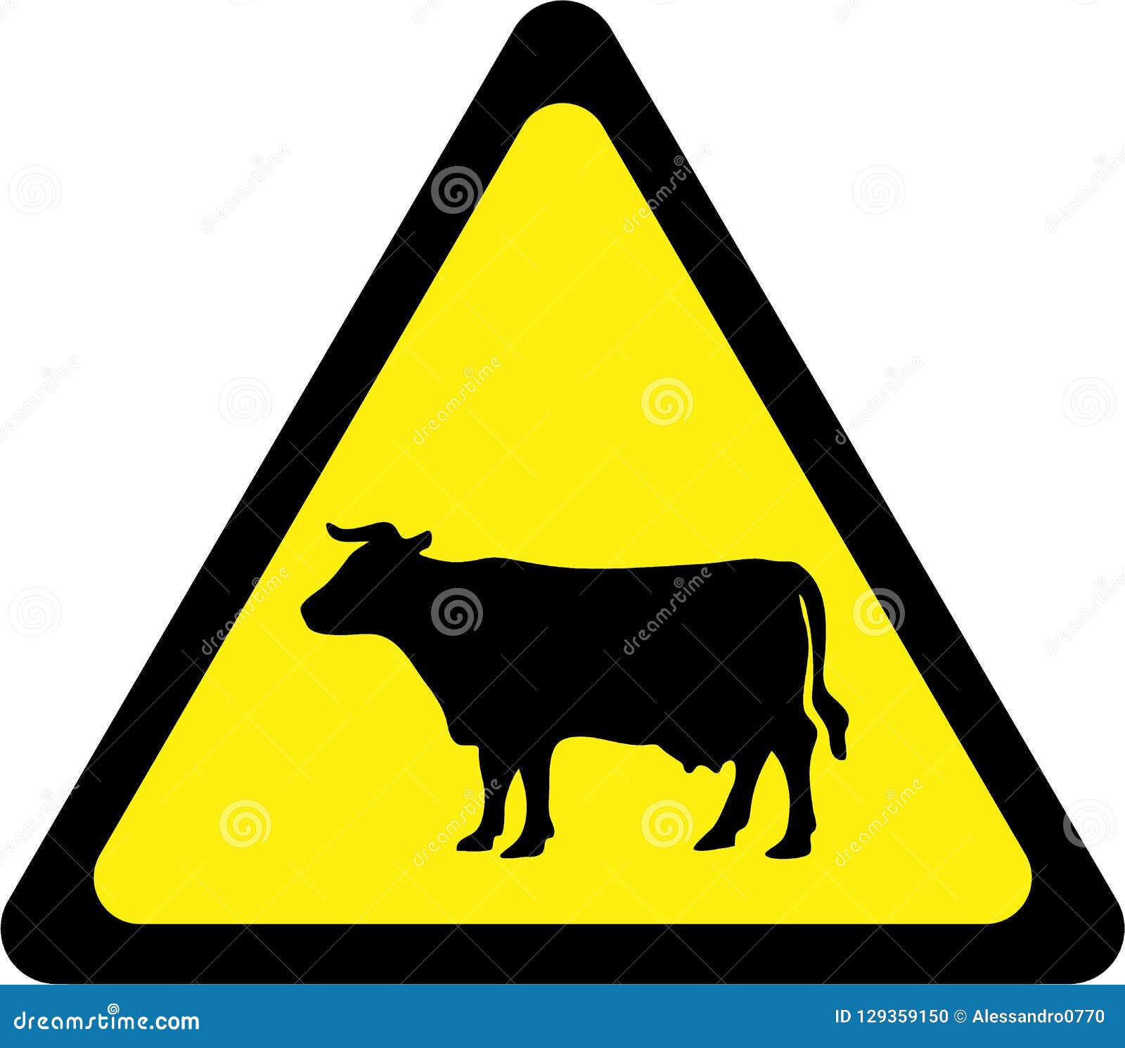 Warning Cattle Sign Cartoon Vector | CartoonDealer.com #2750333
