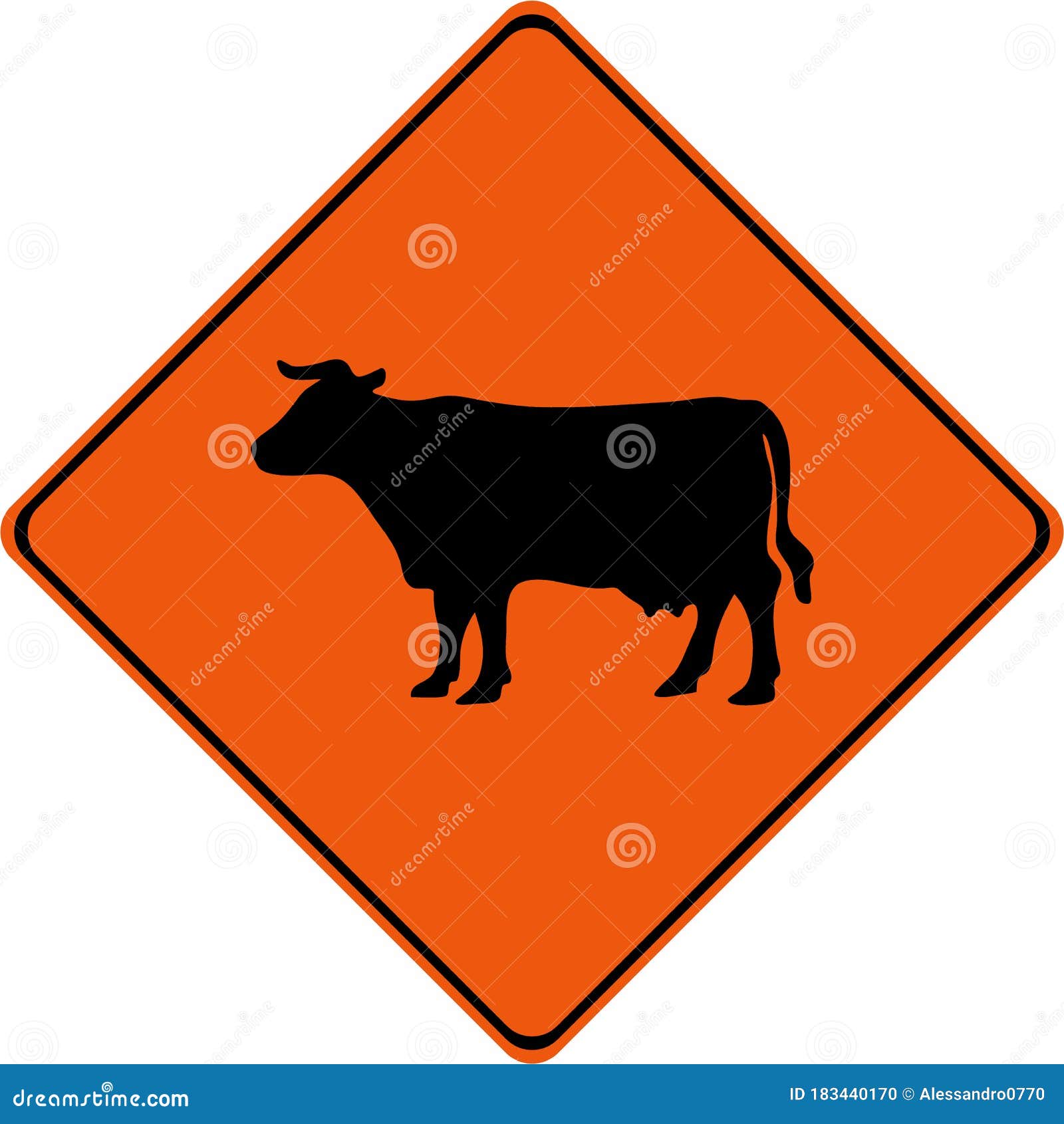 Warning Sign with Cattle on Road Stock Photo - Image of countryside ...