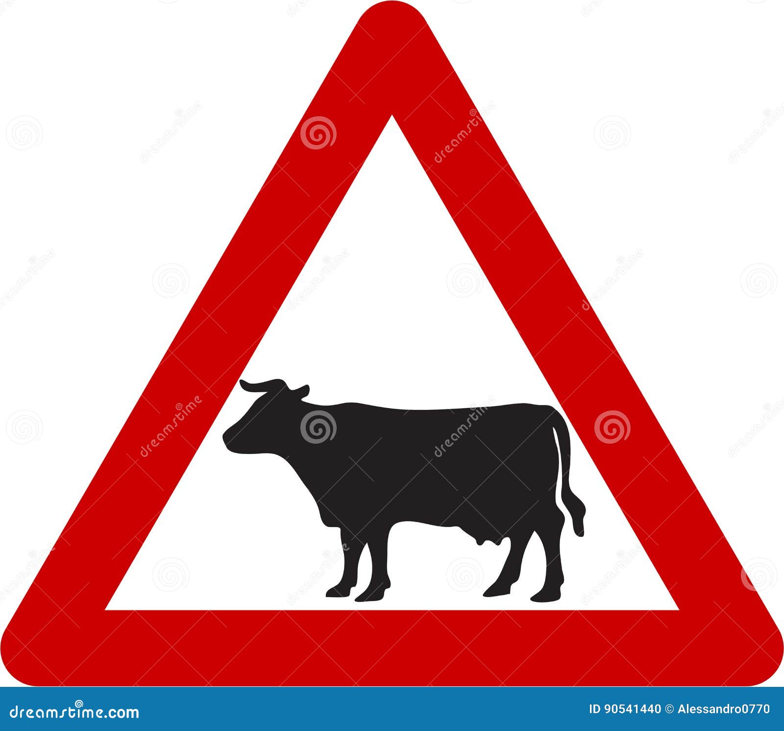 Caution Cattle Crossing Hazard Sign Icon Of 3 Types Color, Black And ...