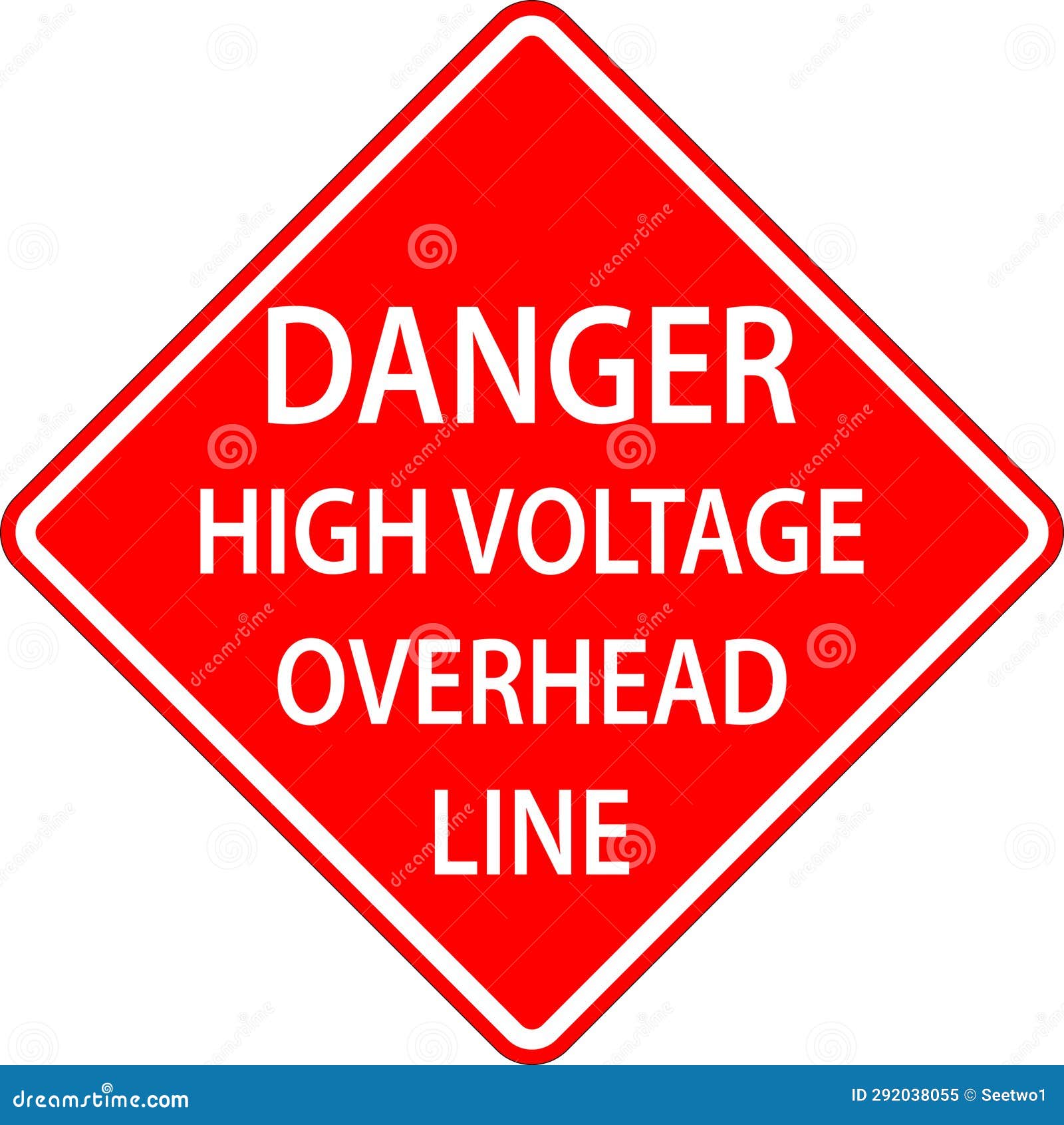 Warning Sign Caution High Voltage Overhead Line Stock Vector ...
