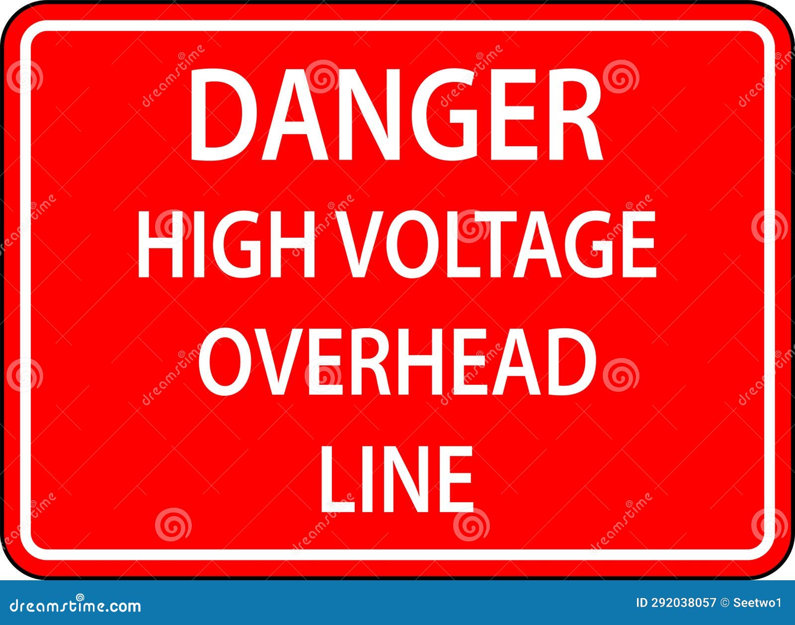 Warning Sign Caution High Voltage Overhead Line Stock Vector ...