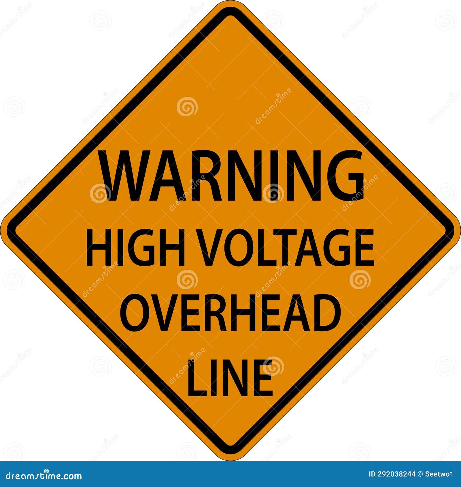 Warning Sign Caution High Voltage Overhead Line Stock Vector ...