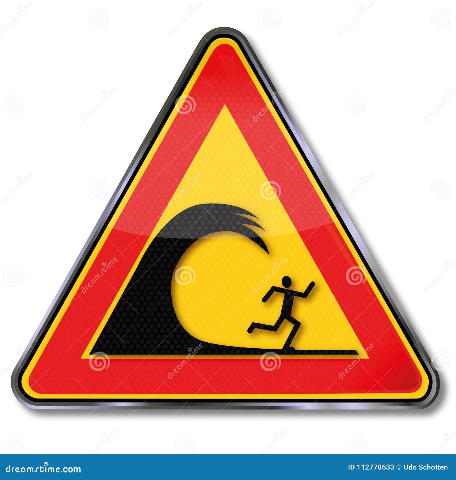 Caution high waves stock vector. Illustration of sign - 112778633