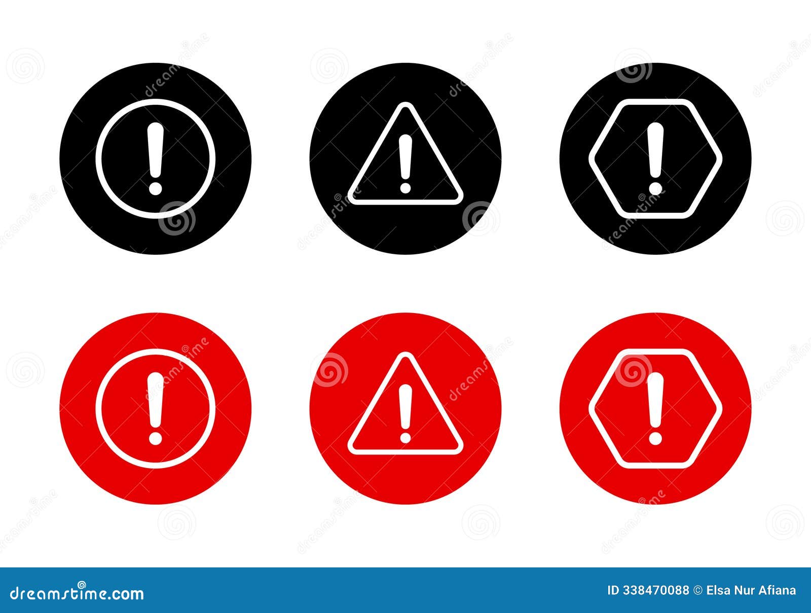 Warning Sign, Caution Icon Set on Circle Background. Danger Sign Symbol ...