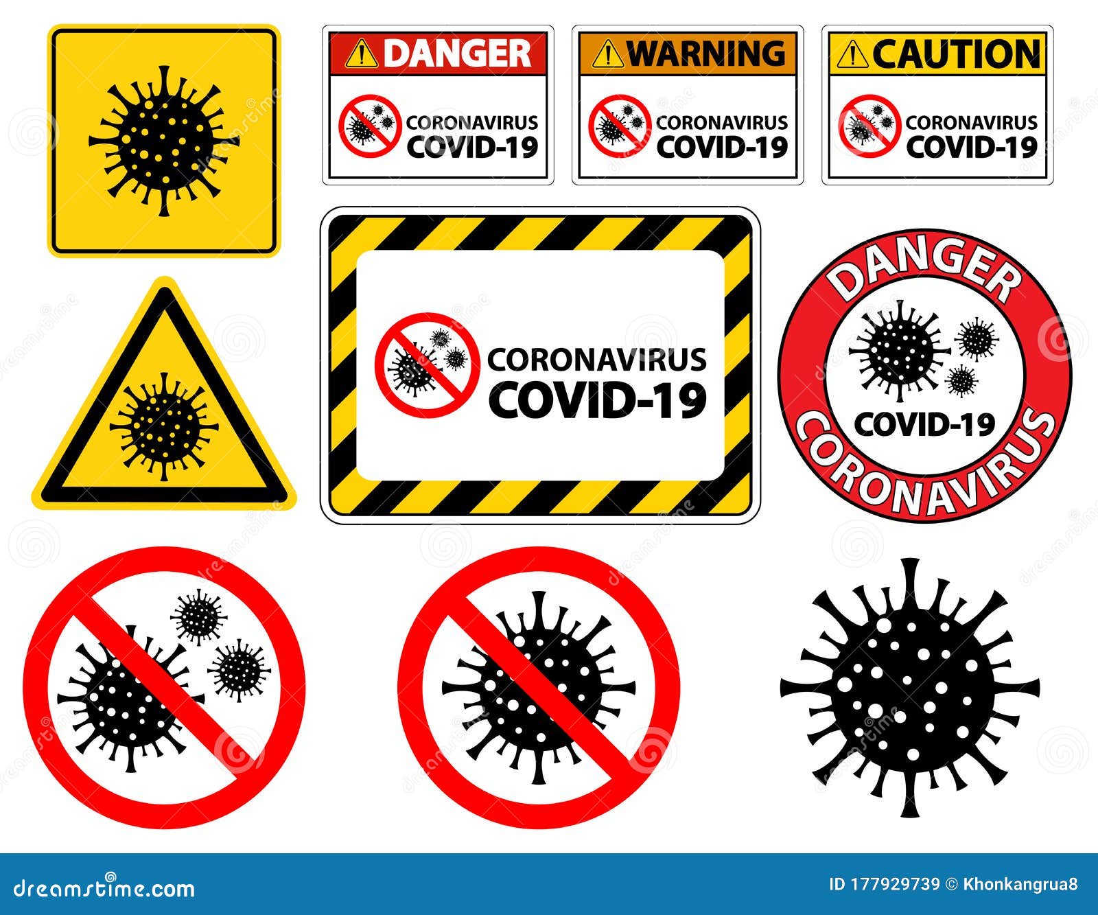 Warning Sign,caution Outbreak Coronavirus Covid 19 Stock Vector ...