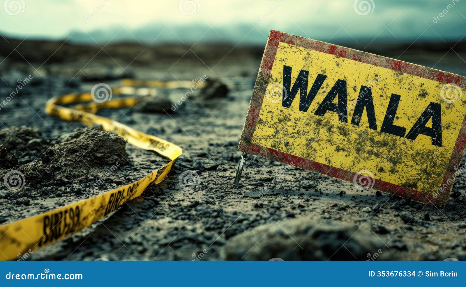 A Warning Sign or Caution Tape in a Risky Environment, Highlighting ...