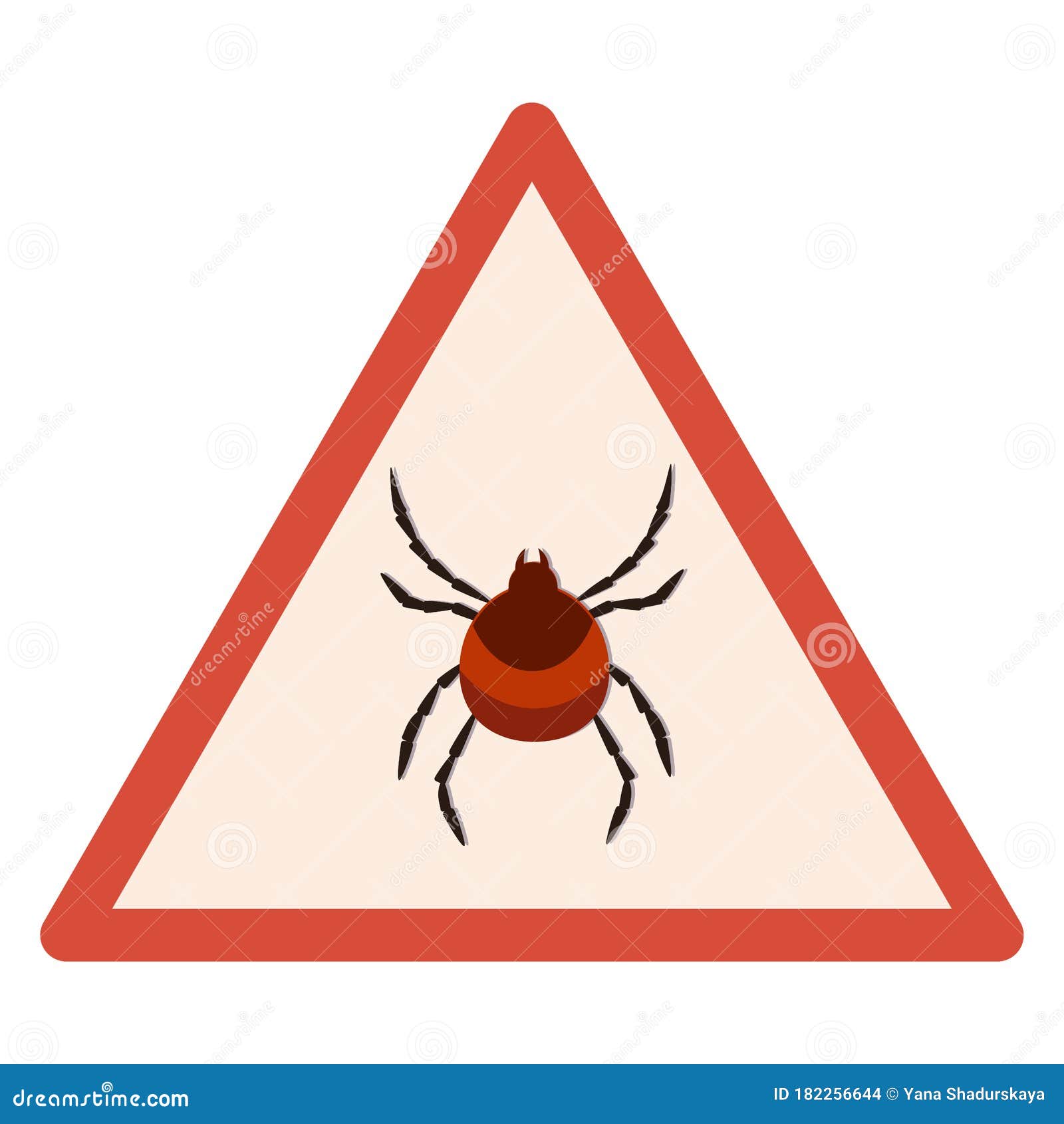 Warning Sign `Caution Tick`. the Insect is a Tick in the Red Triangle ...