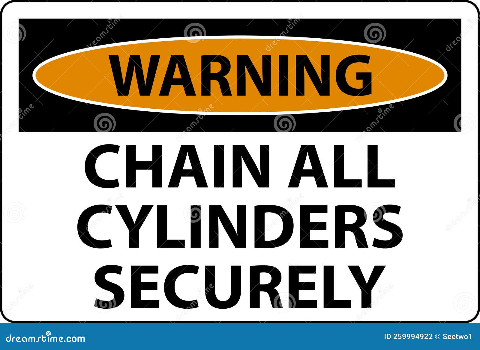 Warning Sign Chain All Cylinders Securely Stock Vector - Illustration ...