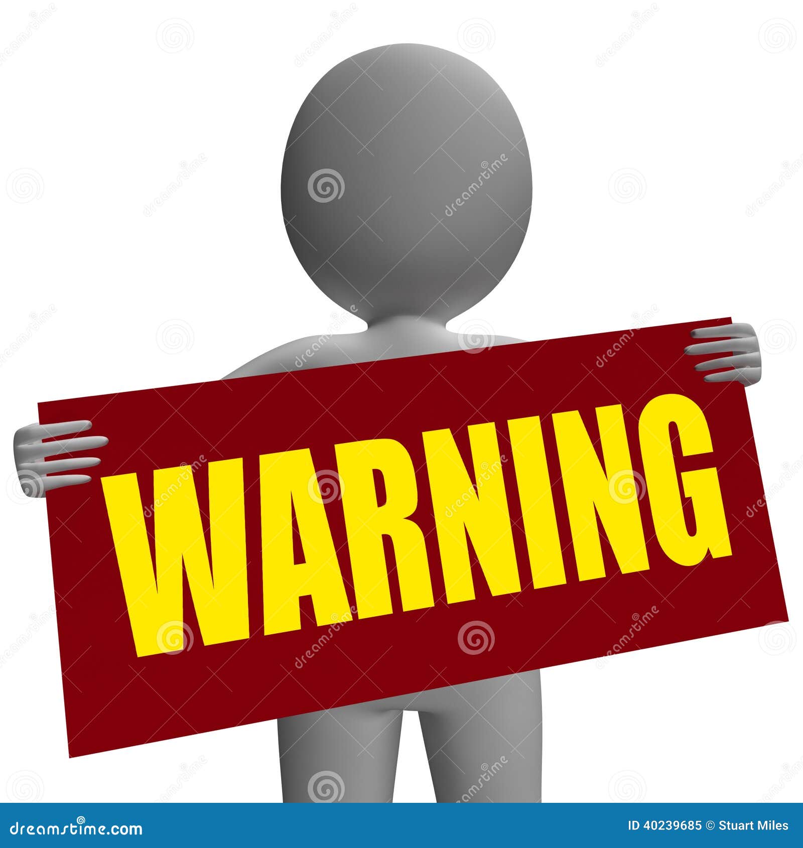 Warning Sign Character Shows Danger and Stock Illustration ...