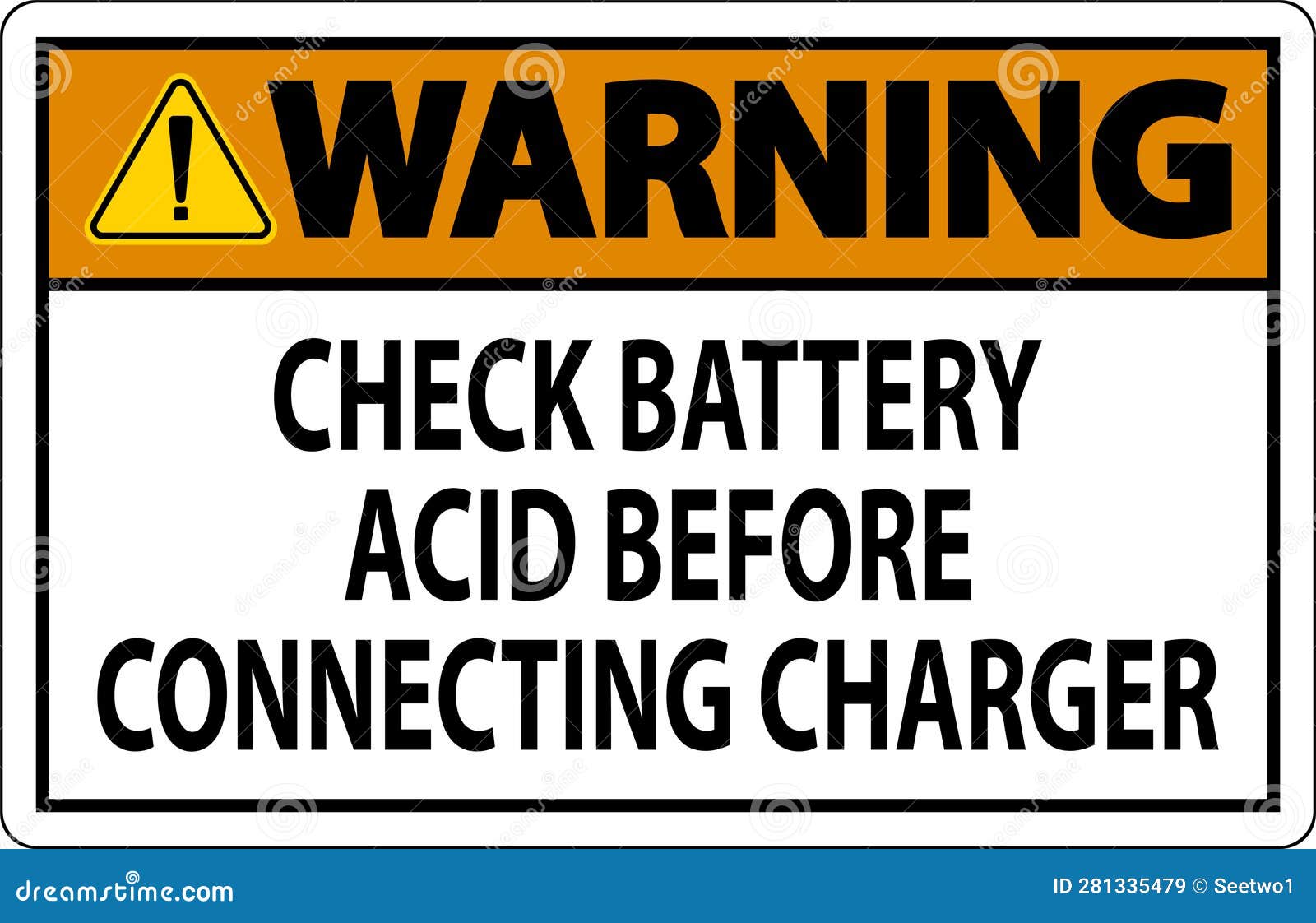 Warning Sign Check Battery Acid before Connecting Charger Stock Vector ...