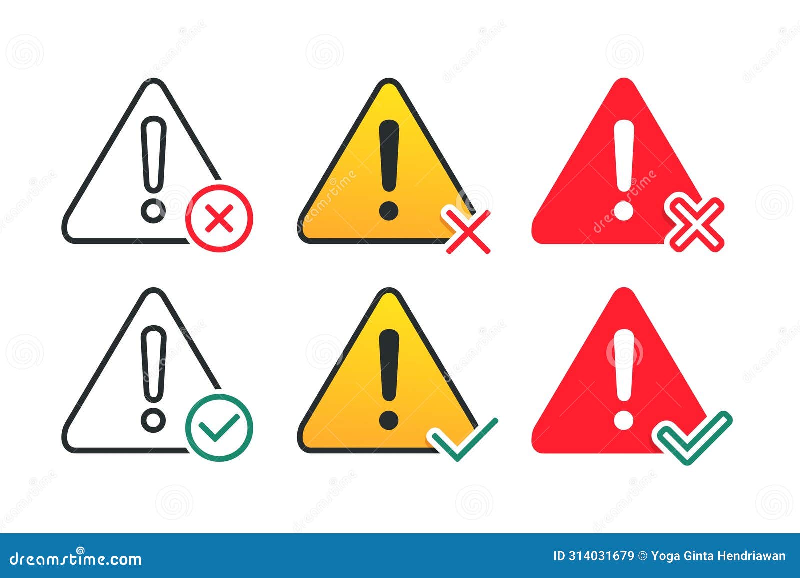 Warning Sign with Check Mark. Ilustration Vector Stock Vector ...
