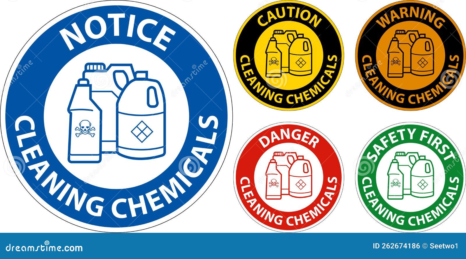 Warning Sign Cleaning Chemicals Sign on White Background Stock Vector ...