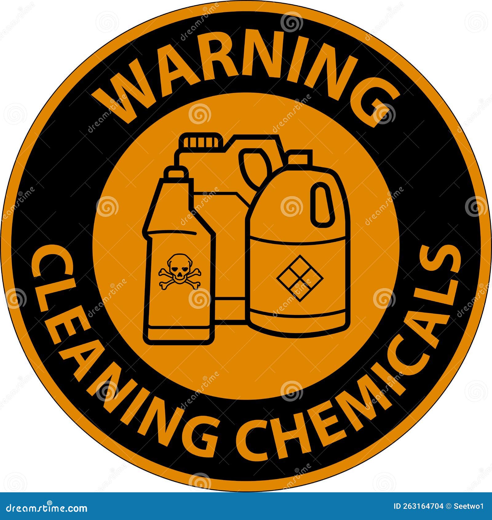 Warning Sign Cleaning Chemicals Sign on White Background Stock Vector ...