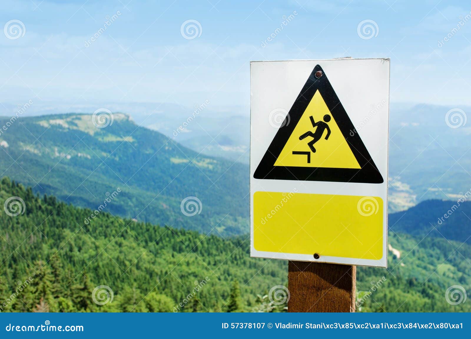 Warning sign on a cliff stock image. Image of warning - 57378107
