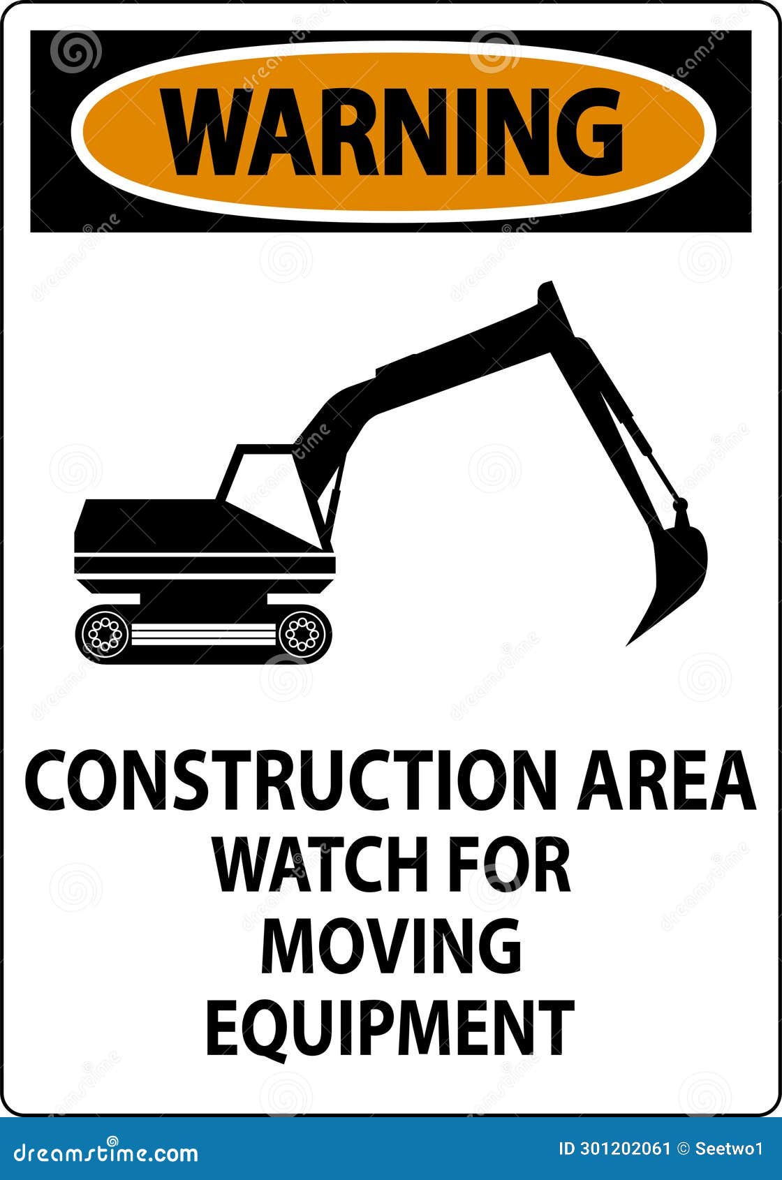 Warning Sign Construction Area - Watch for Moving Equipment Stock ...