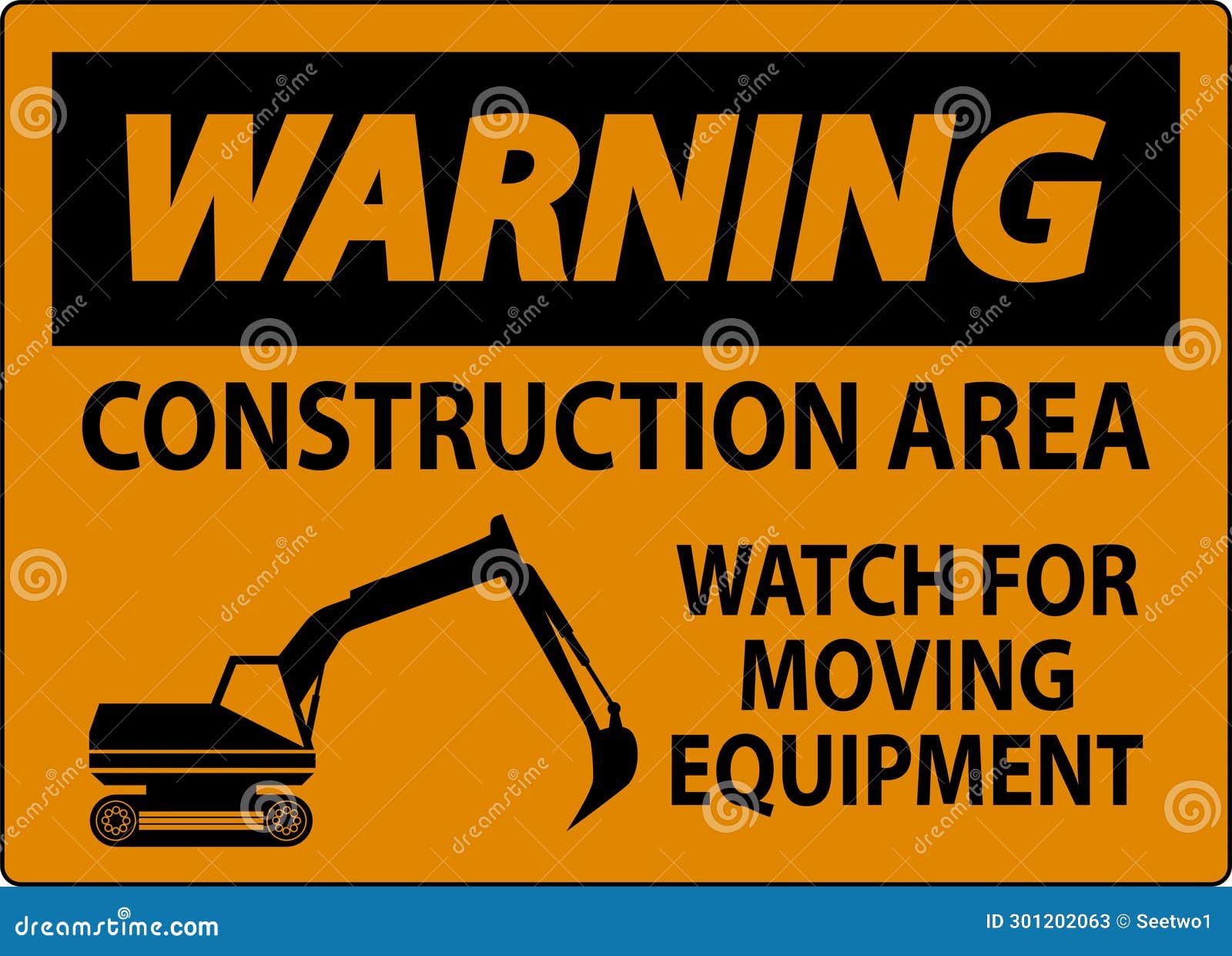 Warning Sign Construction Area - Watch for Moving Equipment Stock ...