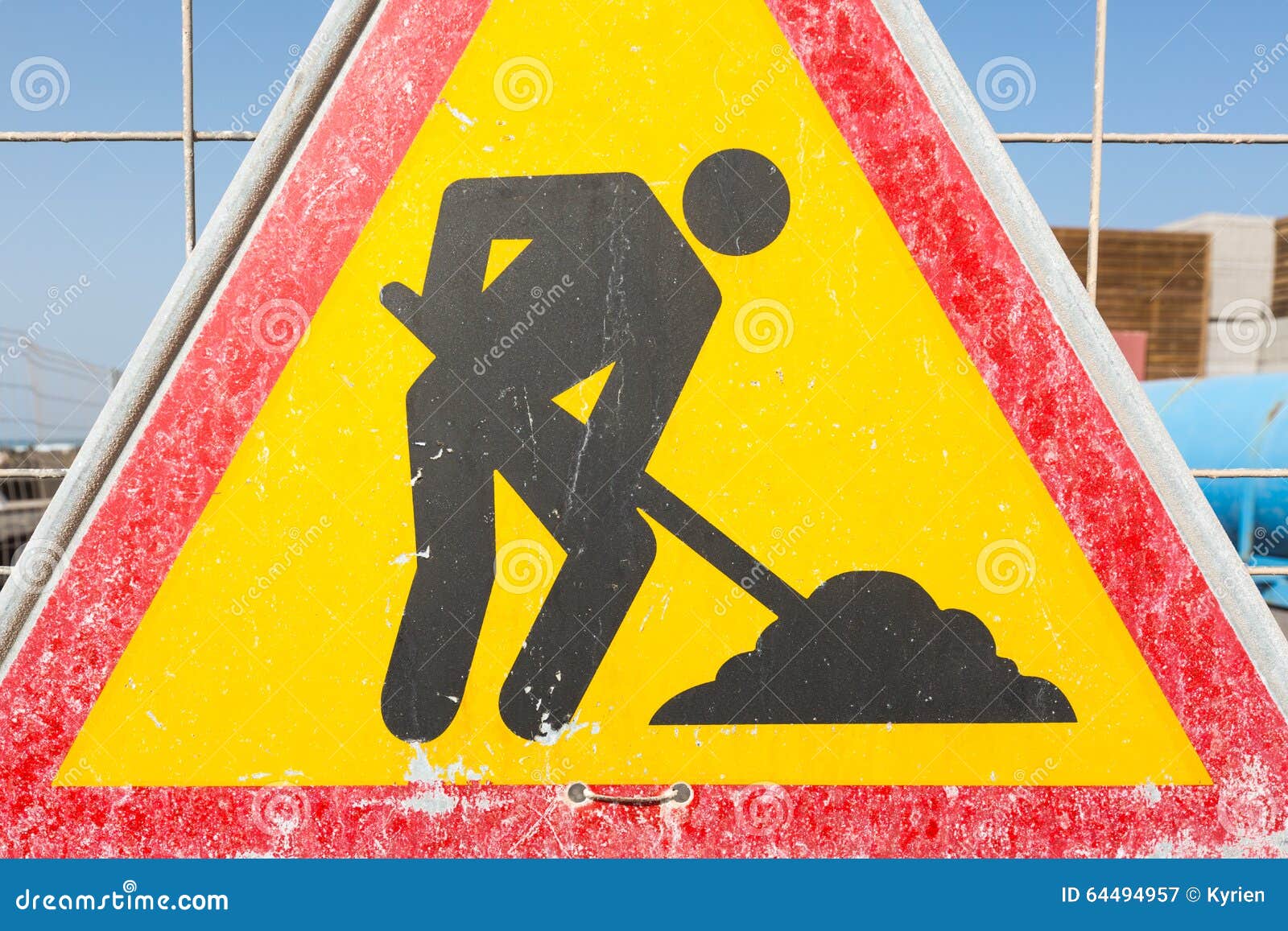 Warning Sign at a Construction Site Stock Image - Image of build ...
