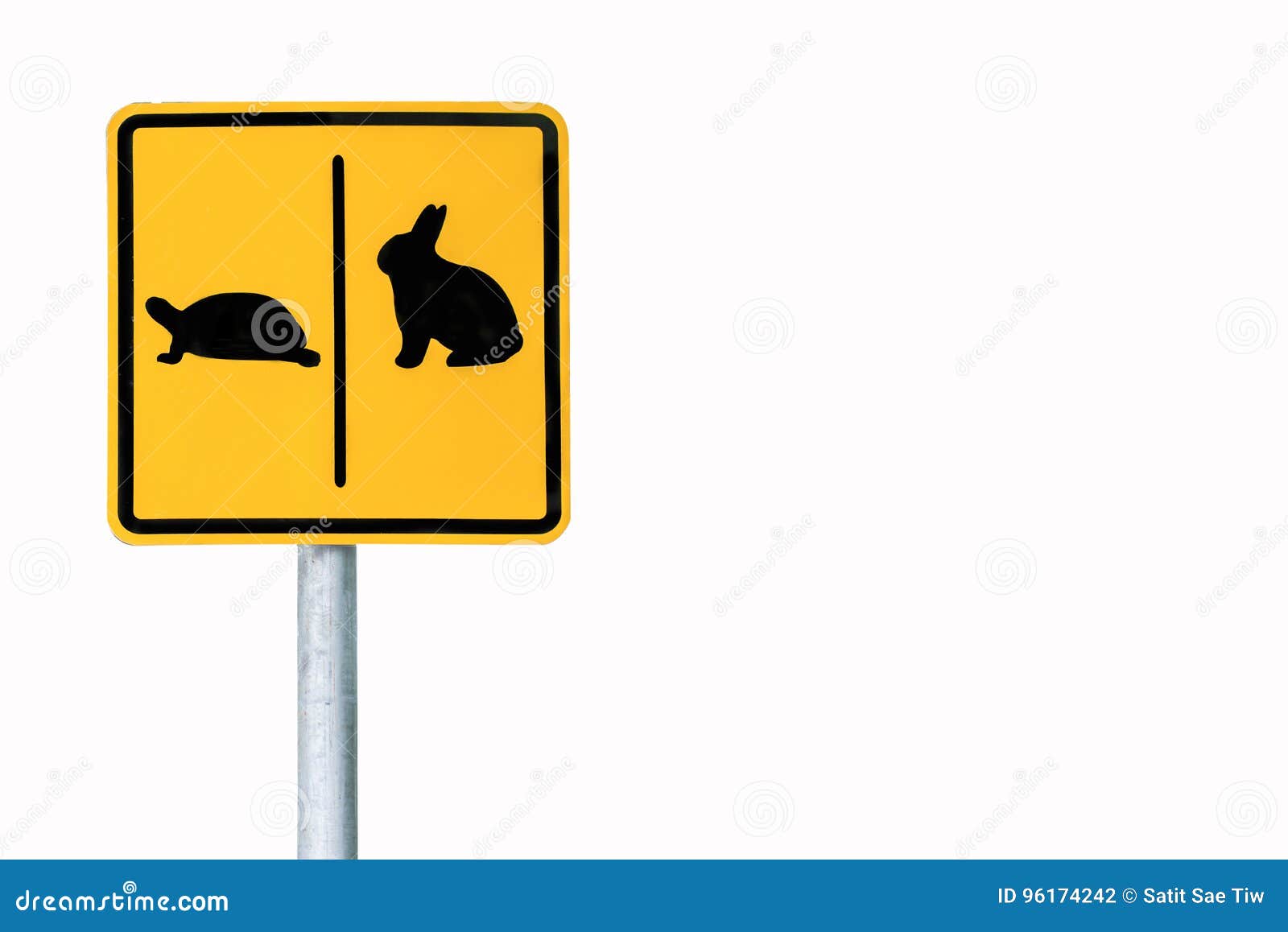 Warning Sign Cross the Road Rabbit and Turtle in Public Park Stock ...