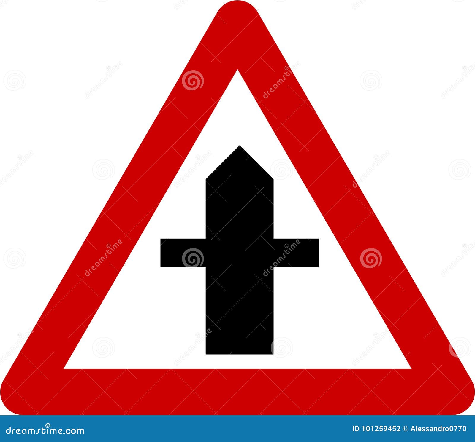 Warning Sign with Crossroads Stock Illustration - Illustration of ...