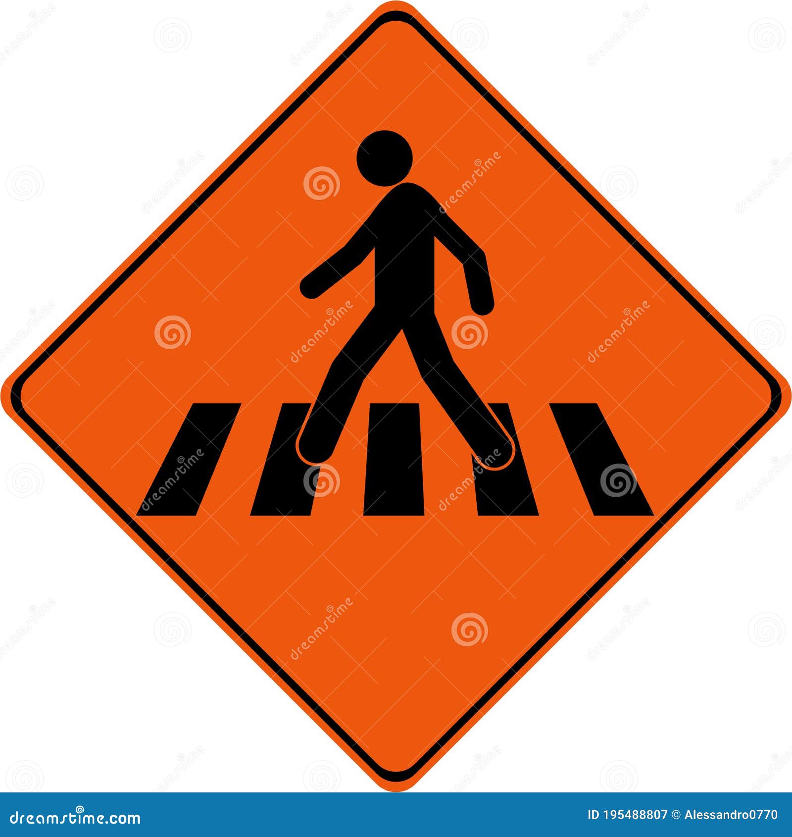 Warning Sign with Crosswalk Stock Illustration - Illustration of ...