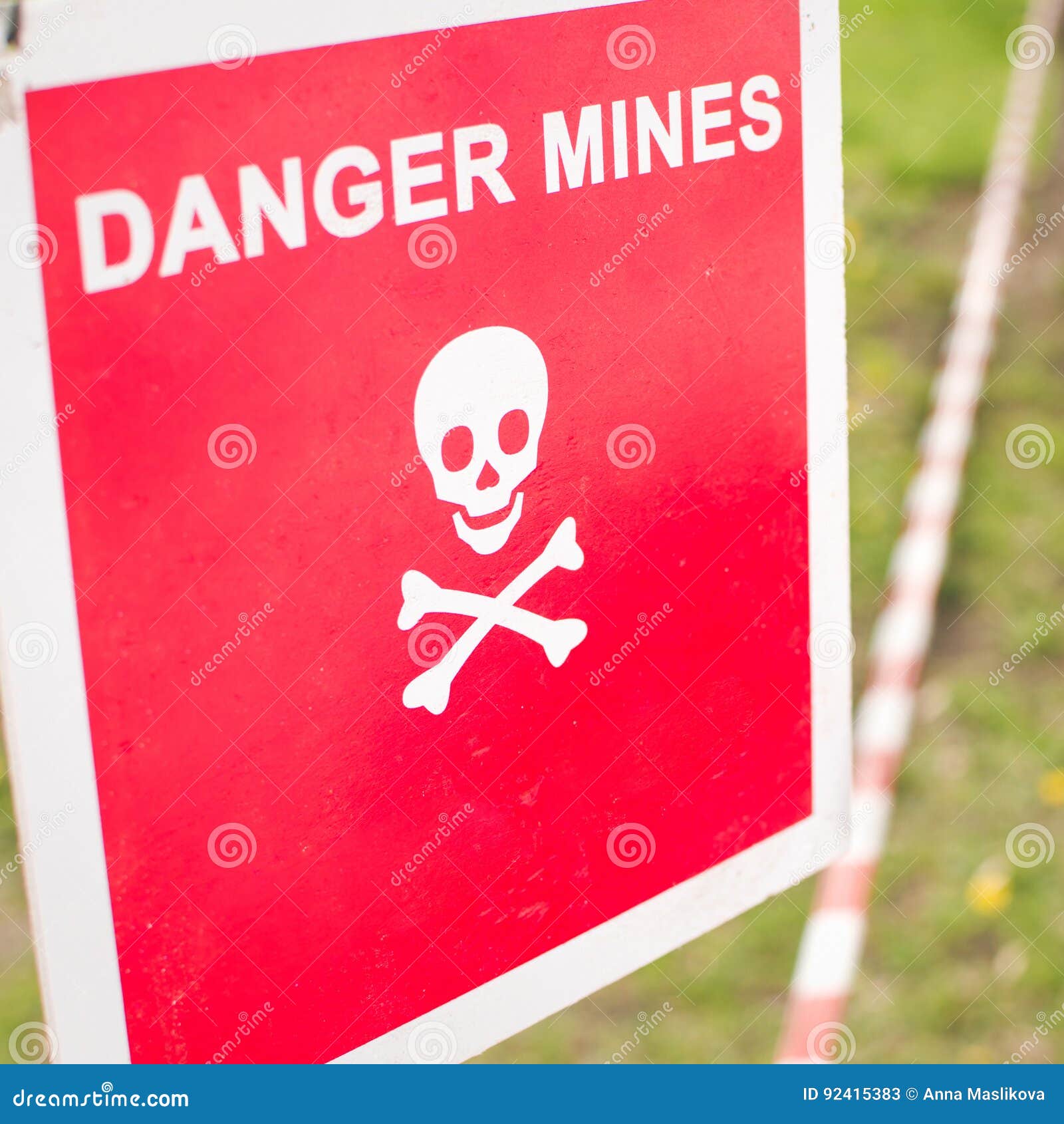 Warning Sign - Danger Mines on a Forest Stock Image - Image of blank ...