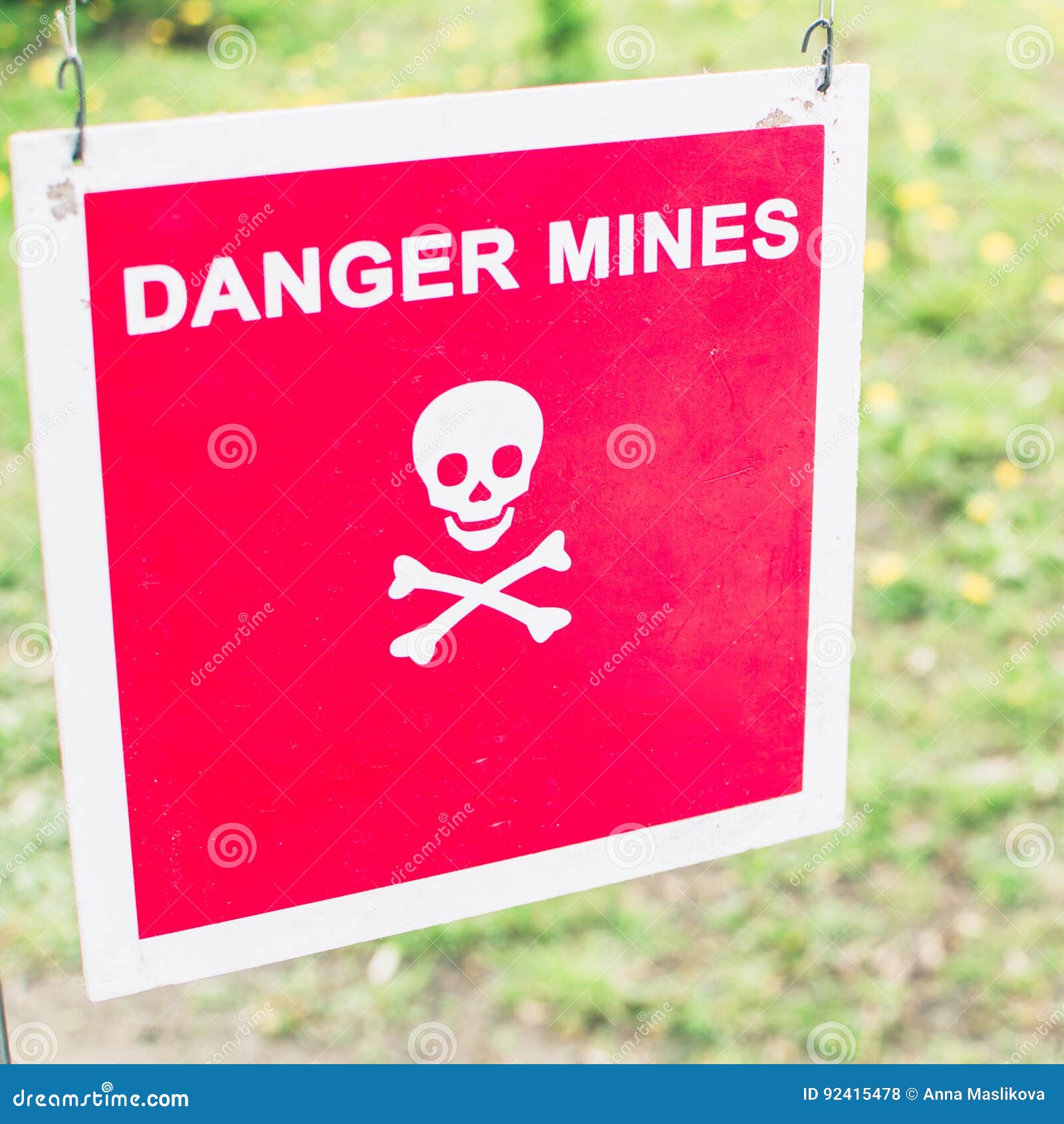 Warning Sign - Danger Mines on a Forest Stock Photo - Image of design ...