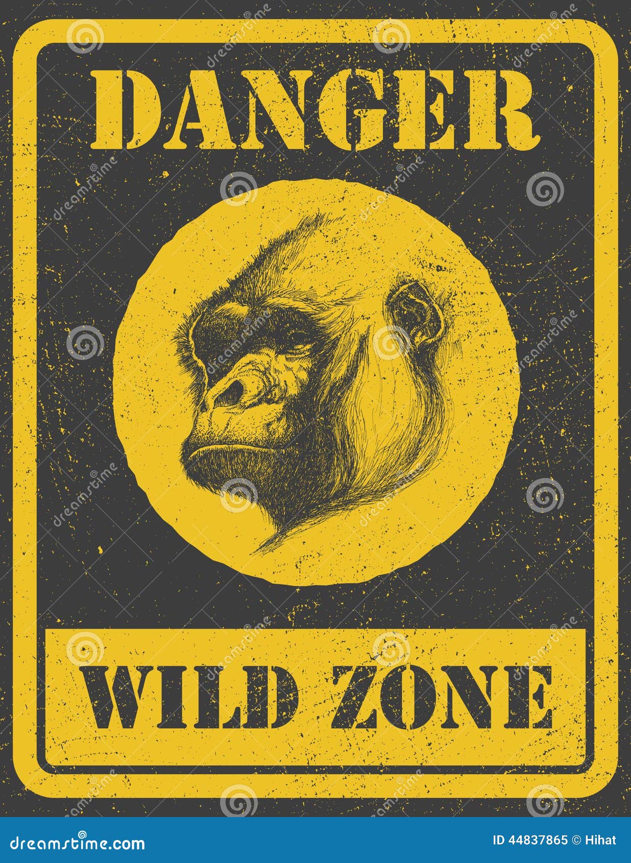 Warning Sign. Danger Signal with Gorilla. Eps 8 Stock Vector ...