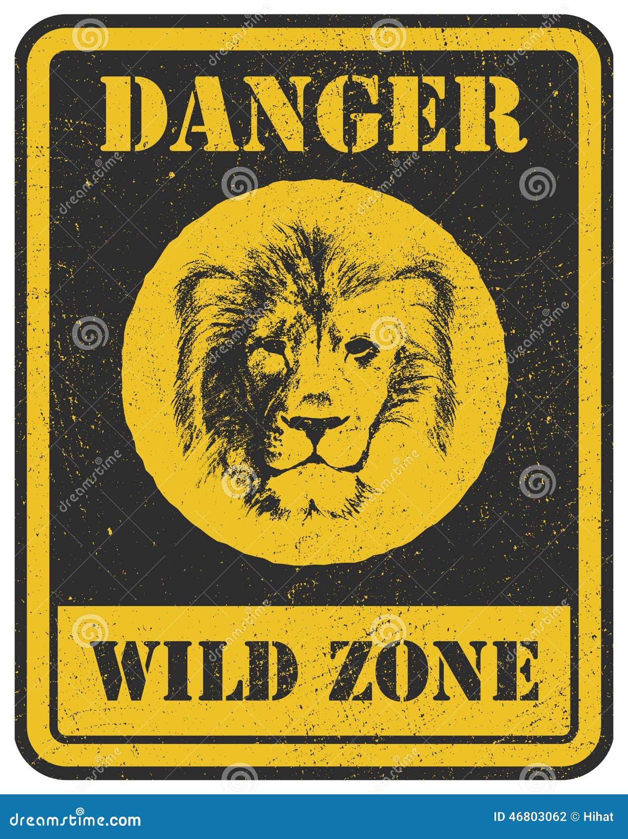 Warning Sign. Danger Signal with Lion Stock Vector - Illustration of ...