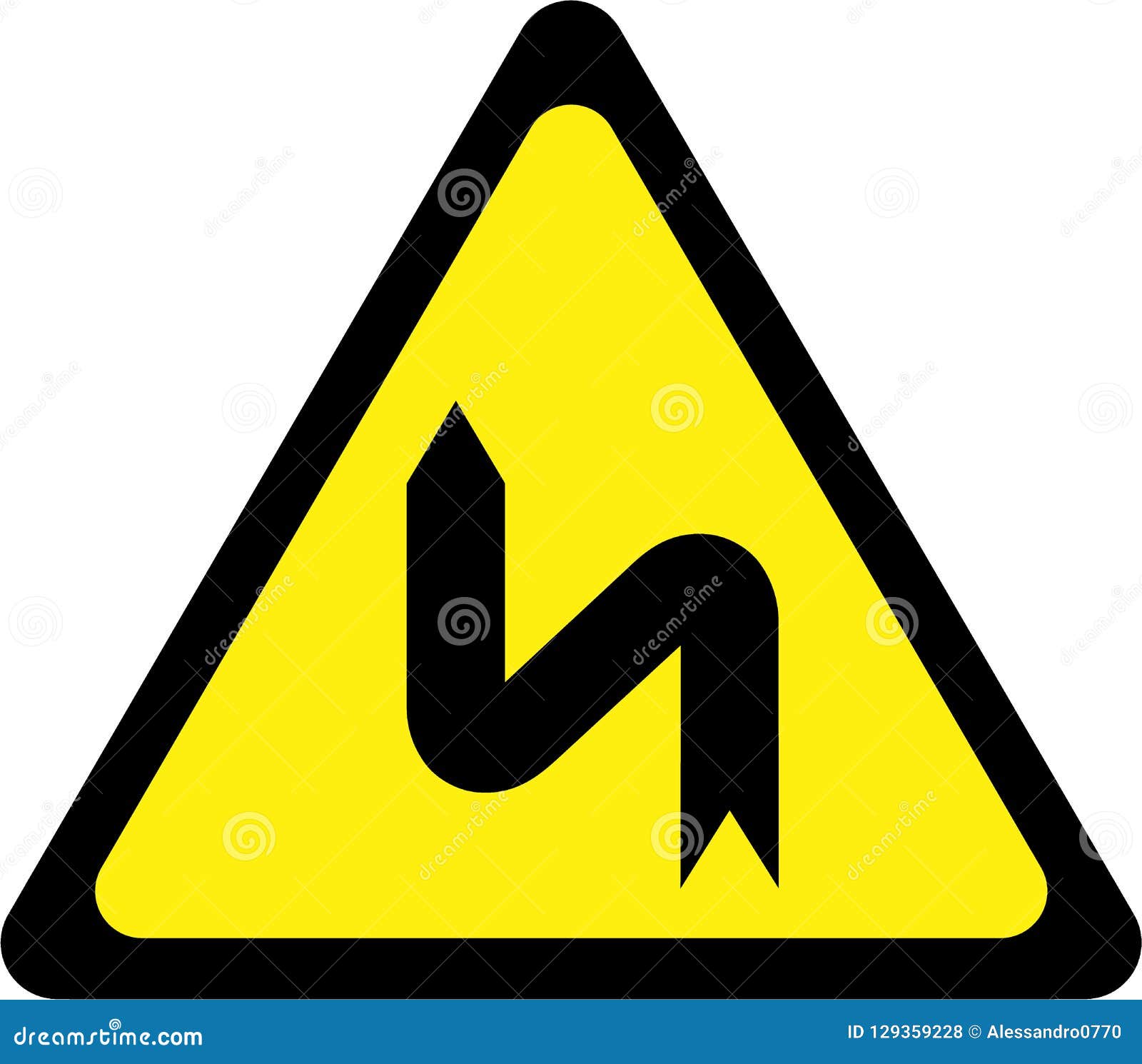 Warning Sign with Dangerous Curves on Left Stock Illustration ...
