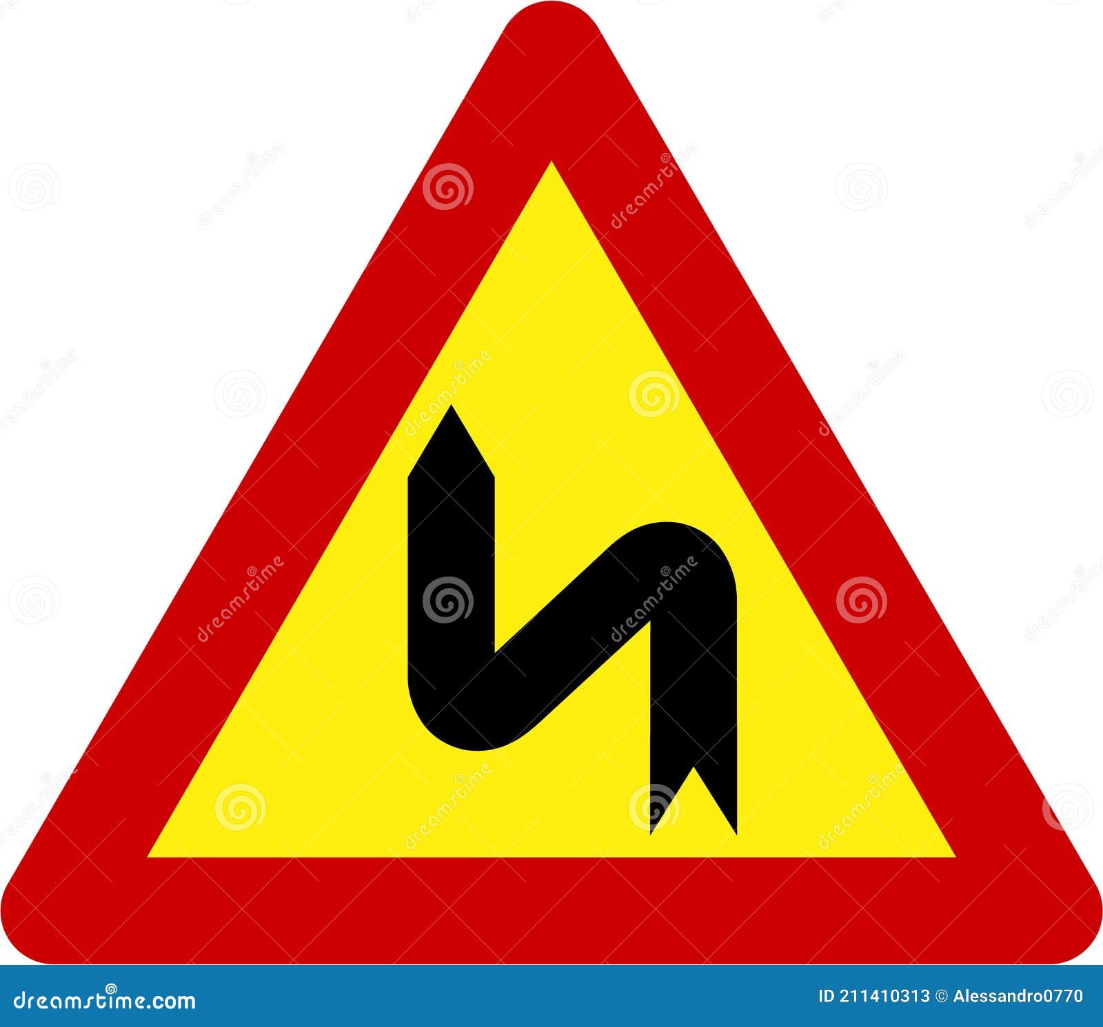 Warning Sign with Dangerous Curves on Left Stock Illustration ...