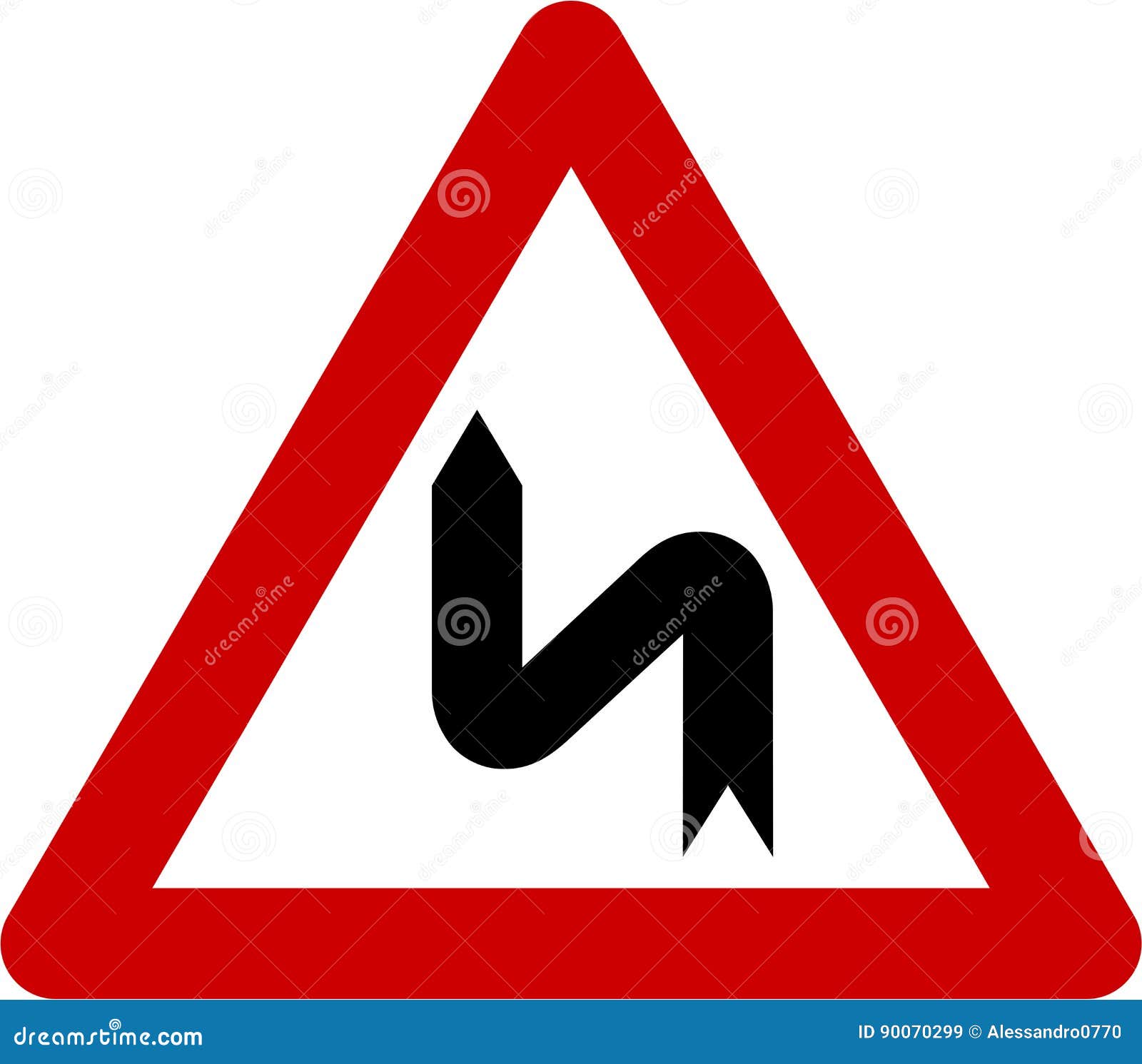Warning Sign with Dangerous Curves on Left Stock Illustration ...