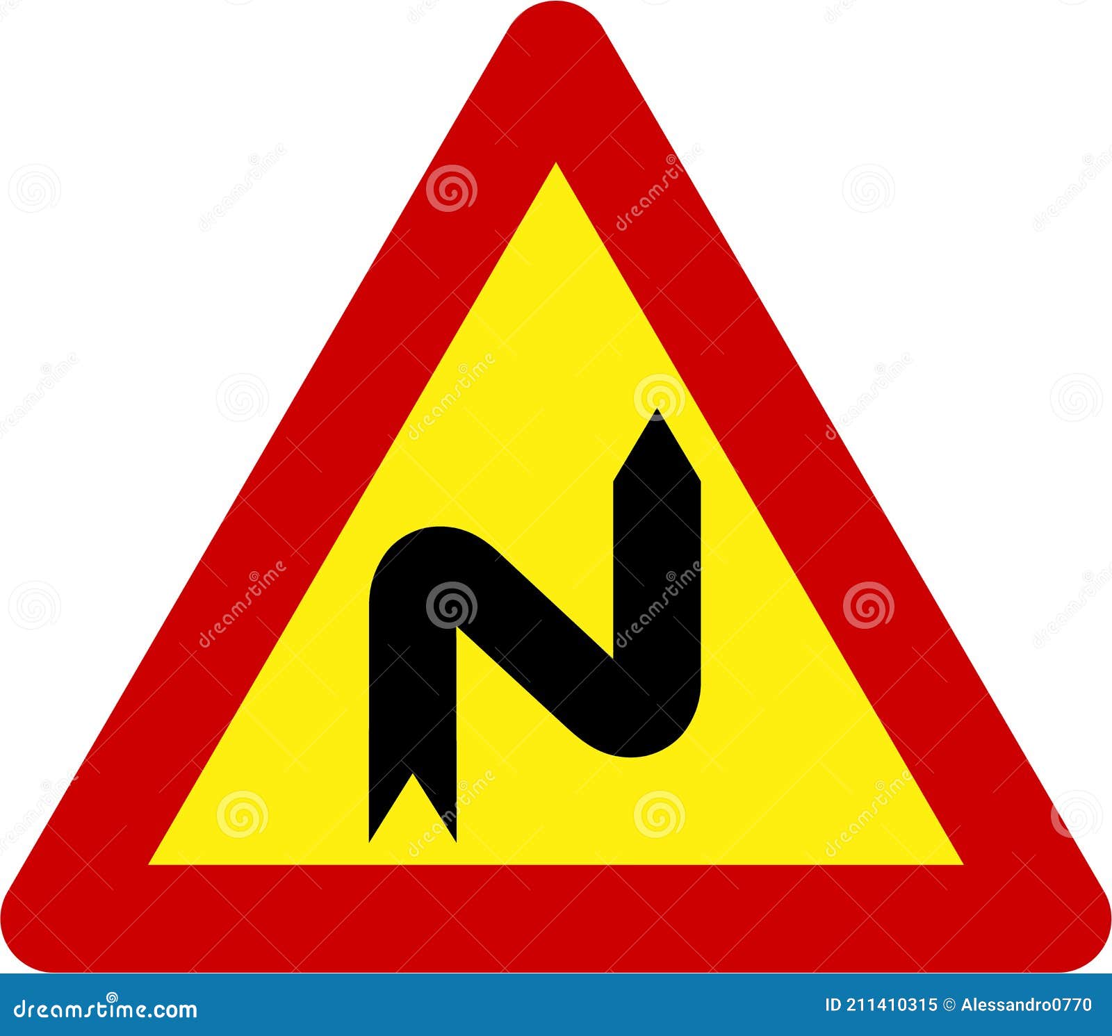 Warning Sign with Dangerous Curves on Right Stock Illustration ...