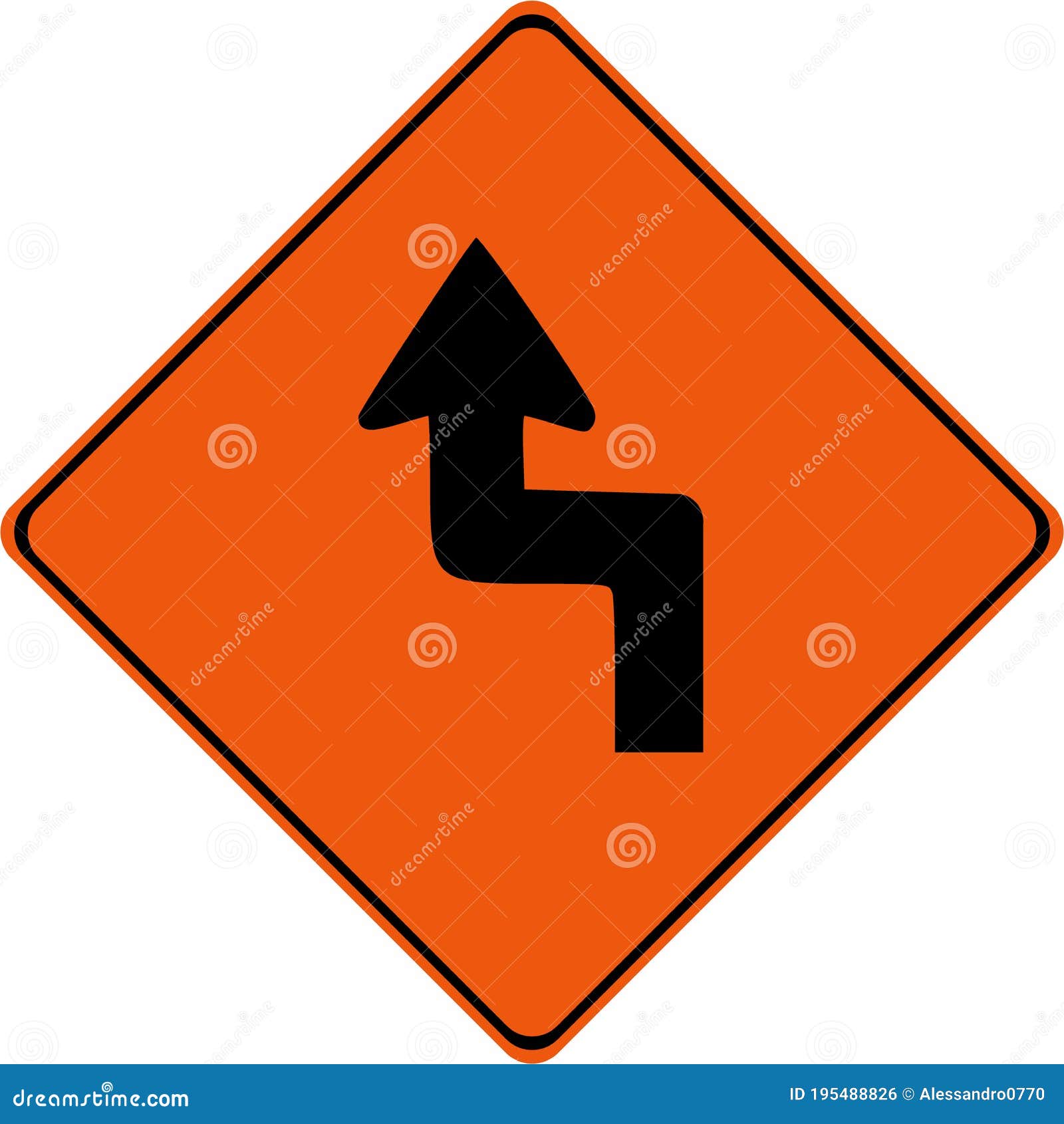Warning Sign with Dangerous Curves Stock Illustration - Illustration of ...