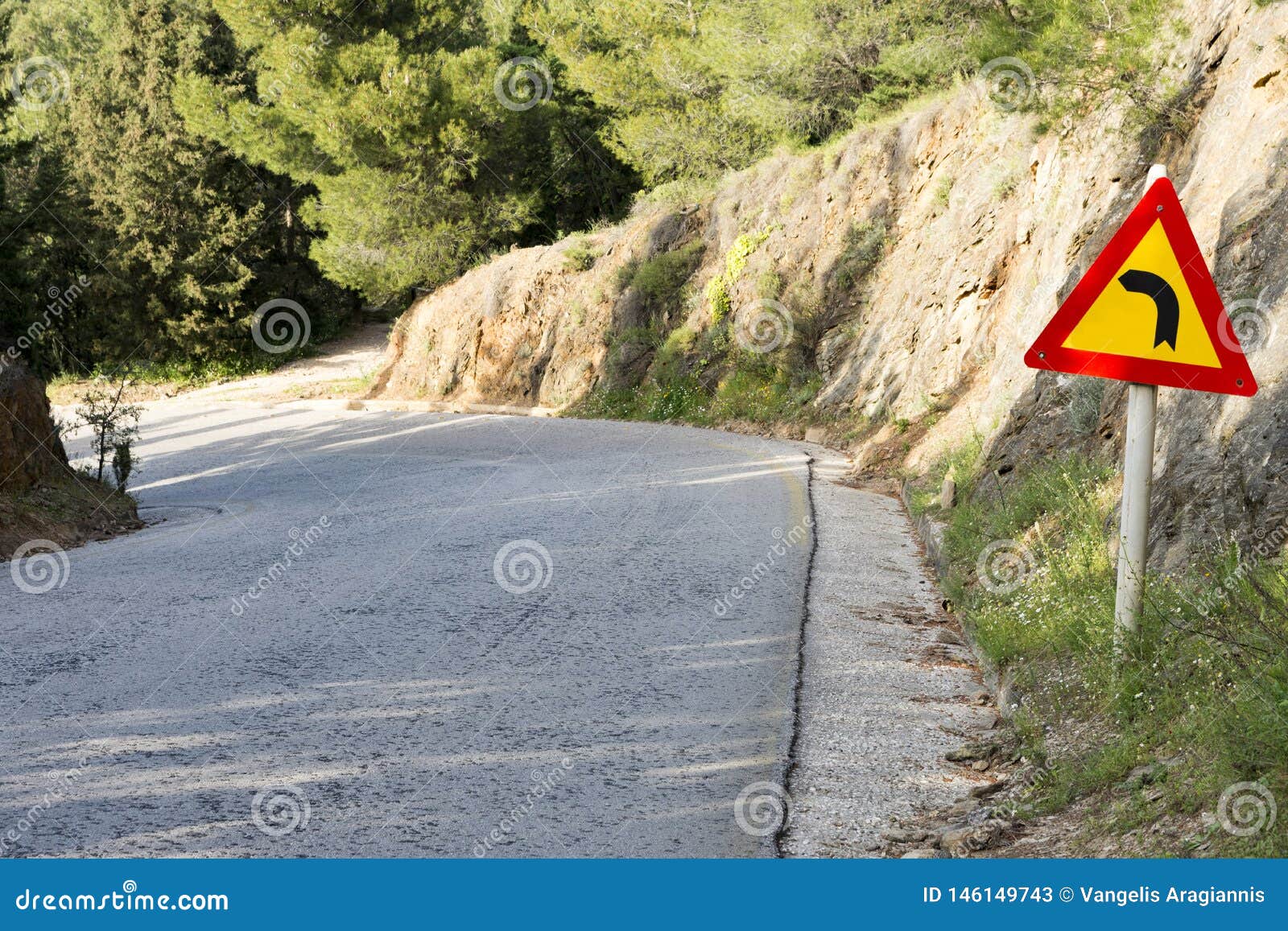 Warning Sign for Dangerous Left Turn Stock Image - Image of direction ...