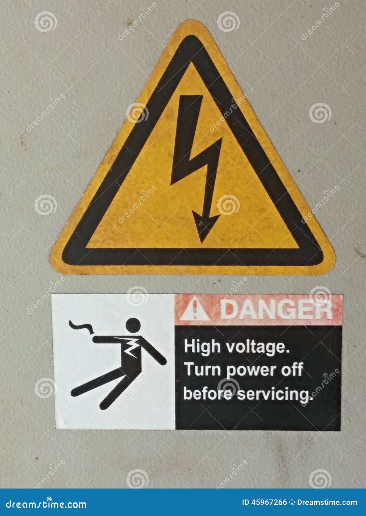 Warning sign stock photo. Image of voltageturn, hight - 45967266