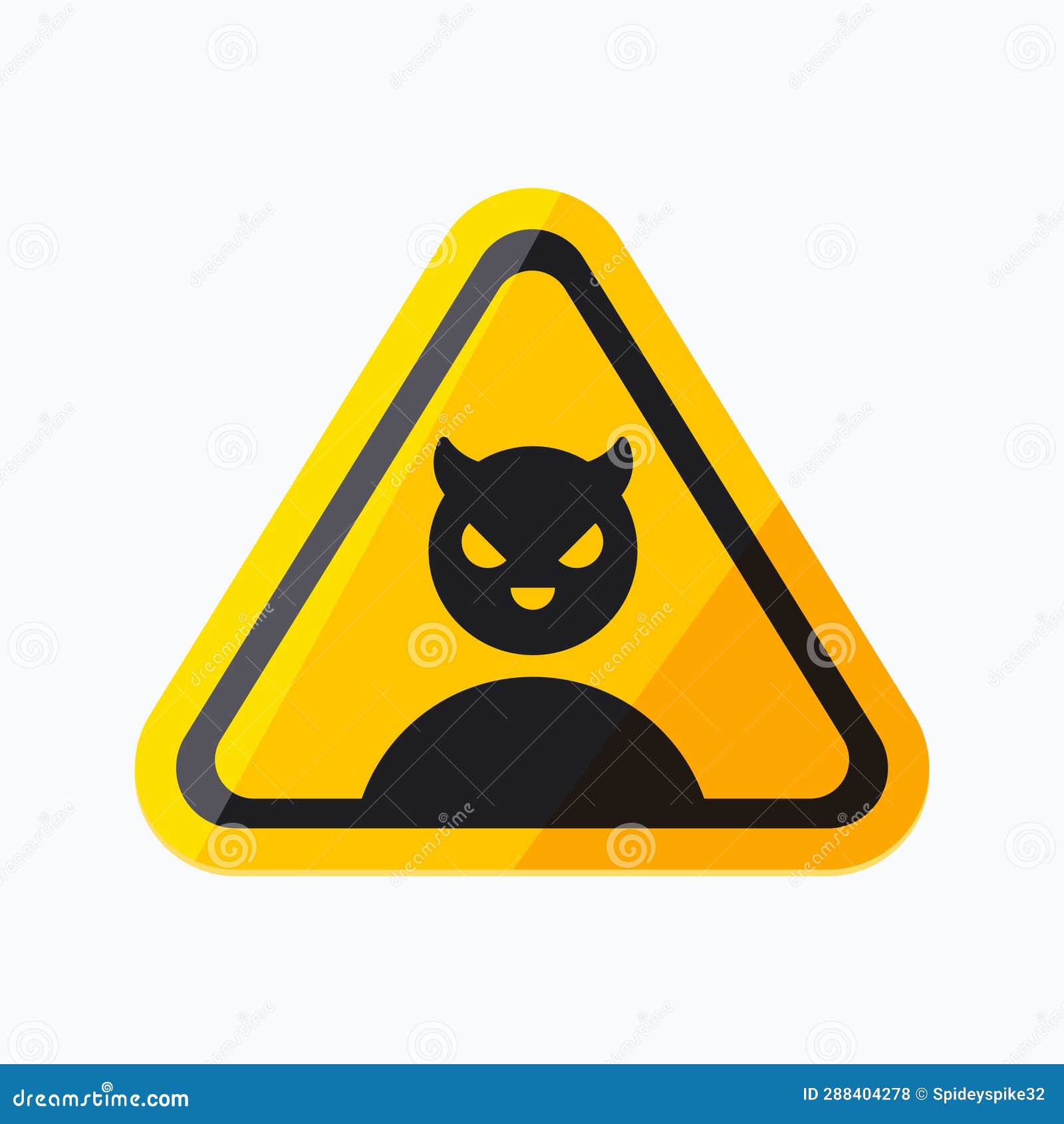 A Warning Sign with Devil Symbol. Isolated Vector Illustration Stock ...