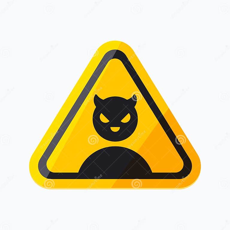 A Warning Sign with Devil Symbol. Isolated Vector Illustration Stock ...