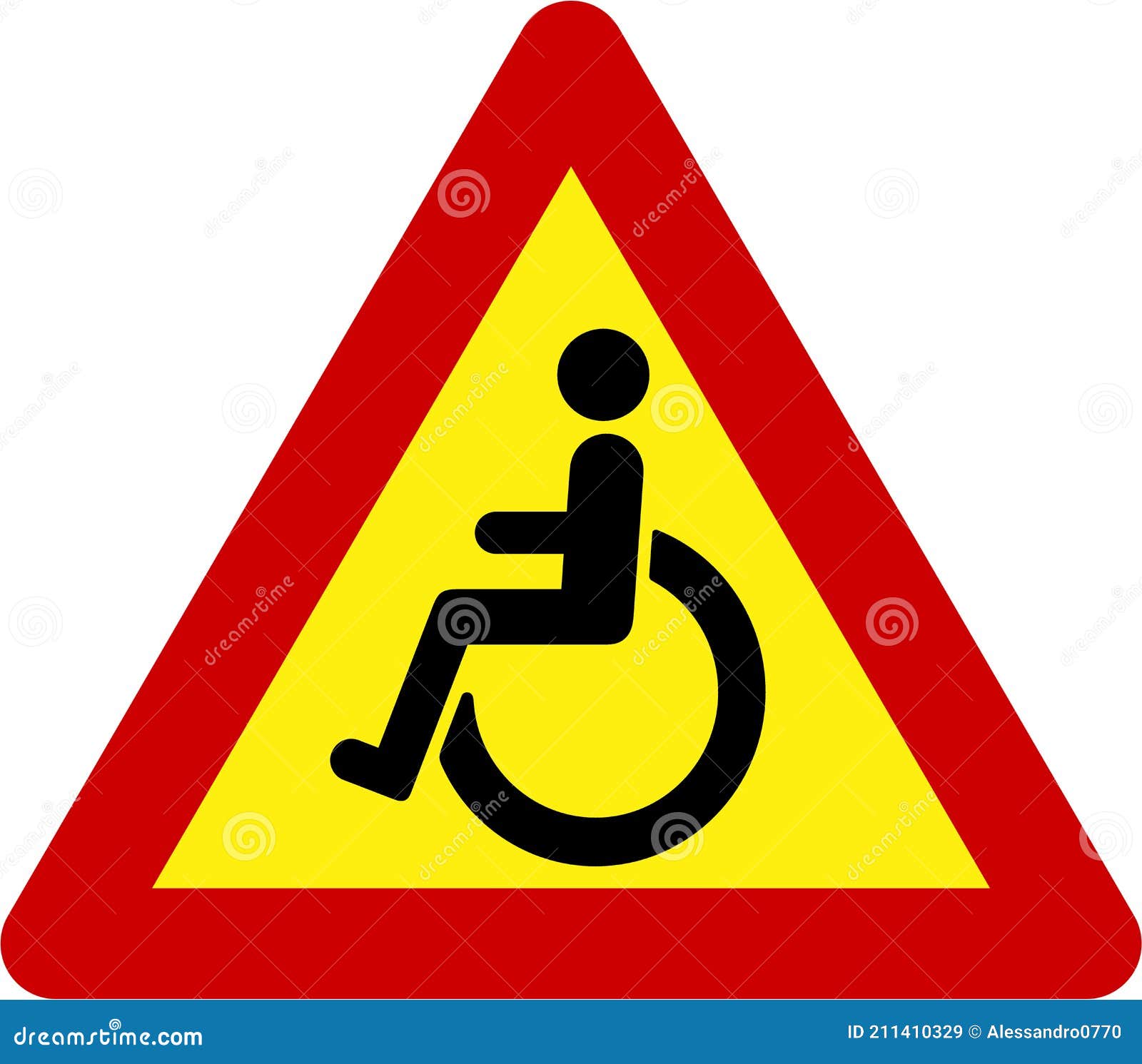 Warning Sign with Disabled People Stock Illustration - Illustration of ...