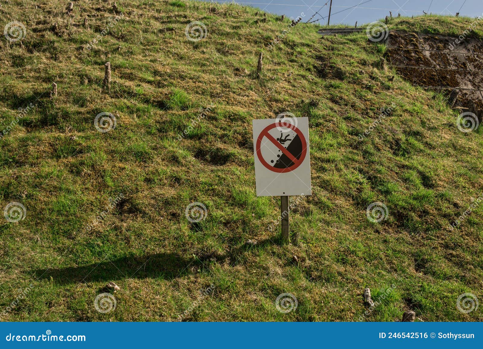 Warning Sign Do Not Fall Off a Cliff, from a Mountain Stock Photo ...