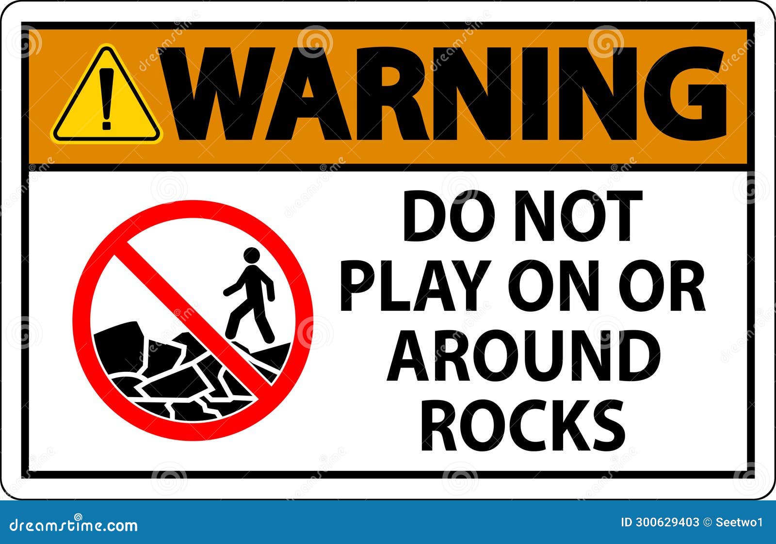 Warning Sign Do Not Play on or Around Rocks Stock Vector - Illustration ...