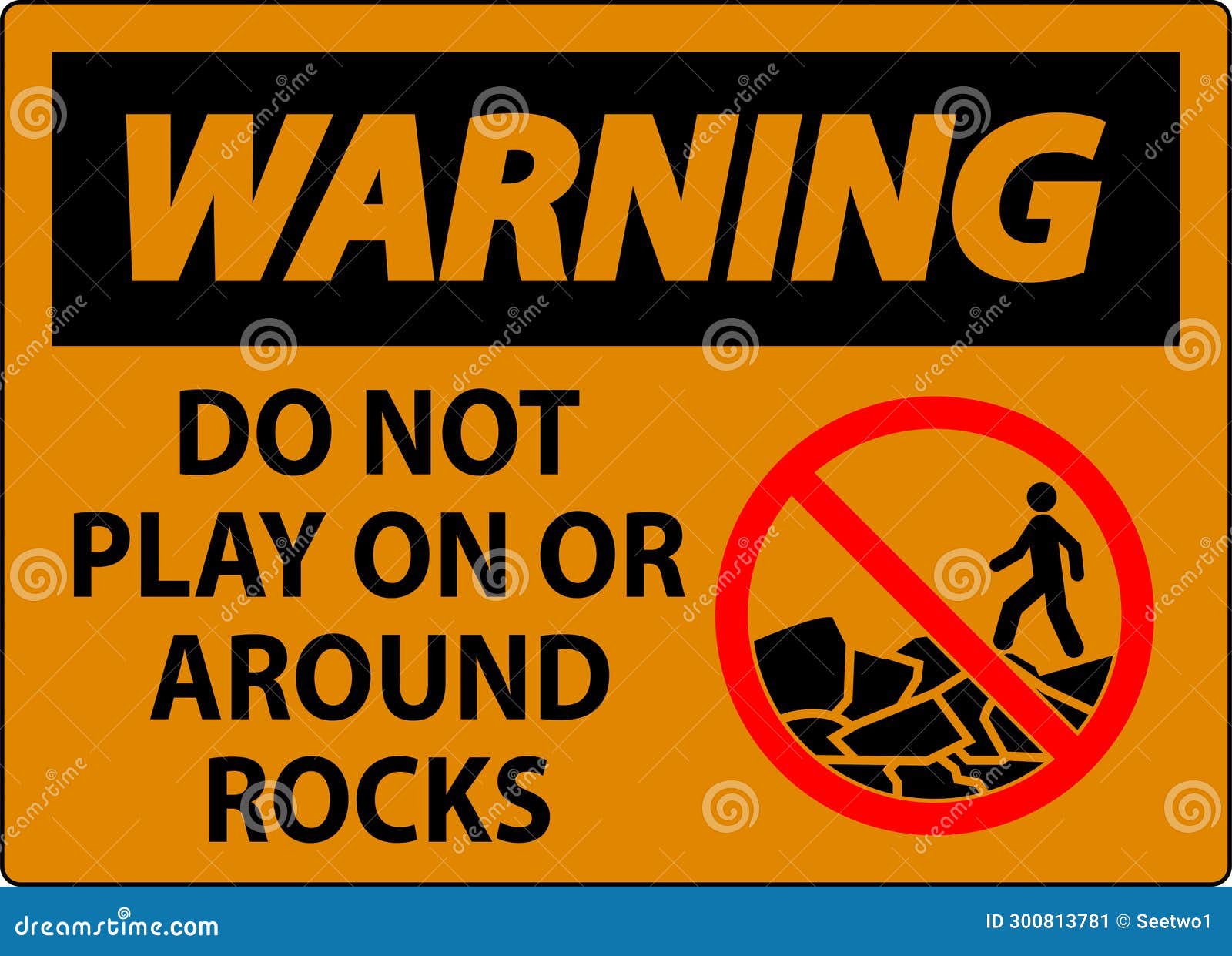 Warning Sign Do Not Play on or Around Rocks Stock Vector - Illustration ...