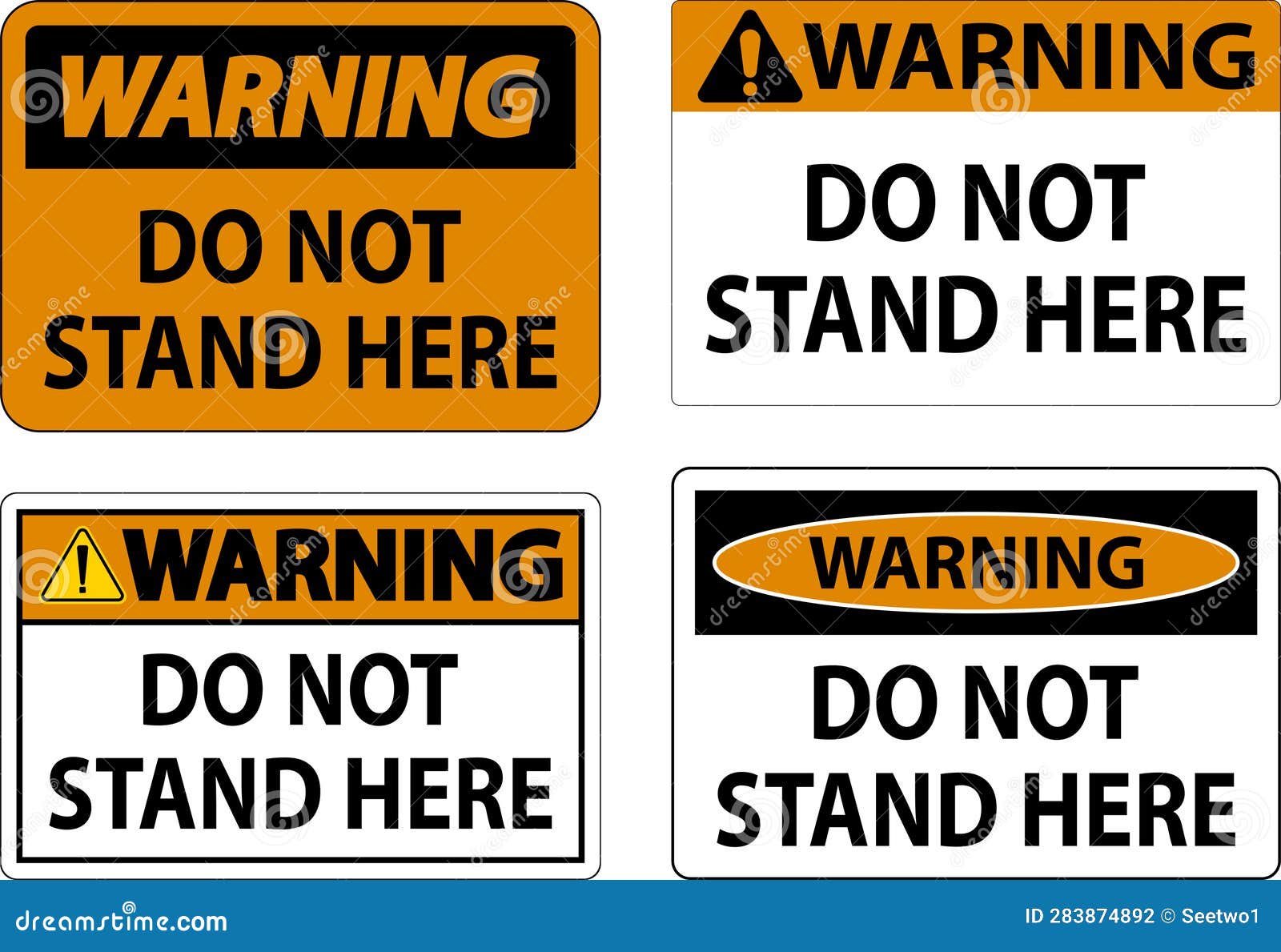 Warning Sign Do Not Stand Here on White Background Stock Vector ...
