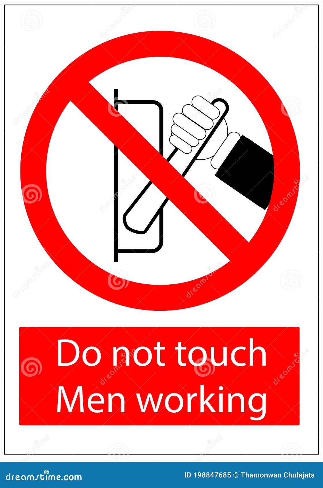 Warning Sign Do Not Touch Men Working Stock Vector - Illustration of ...