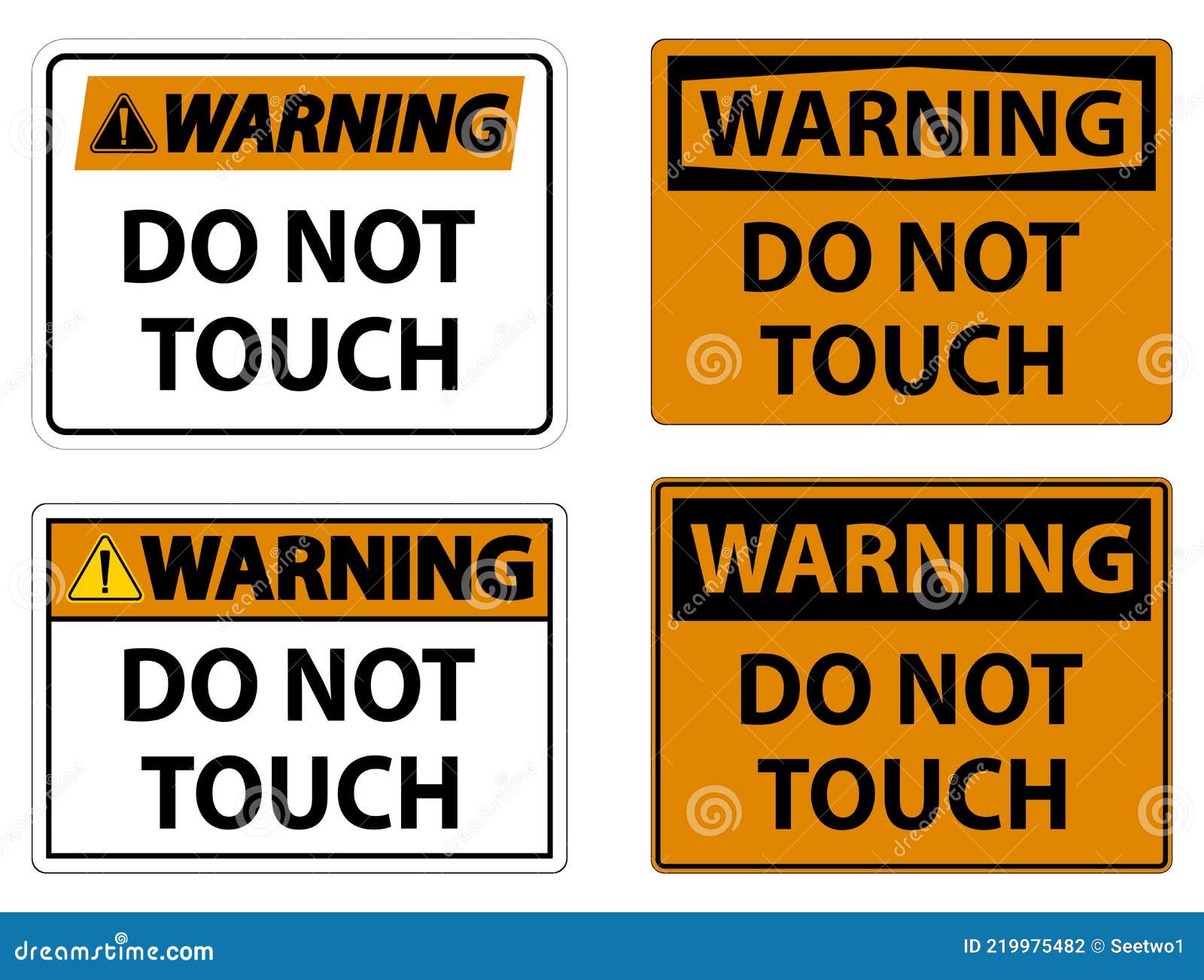 Warning Sign Do Not Touch and Please Do Not Touch Stock Vector ...