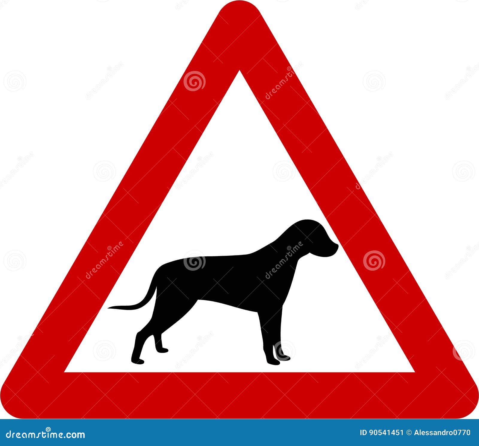 Warning sign with dog stock illustration. Illustration of watch - 90541451