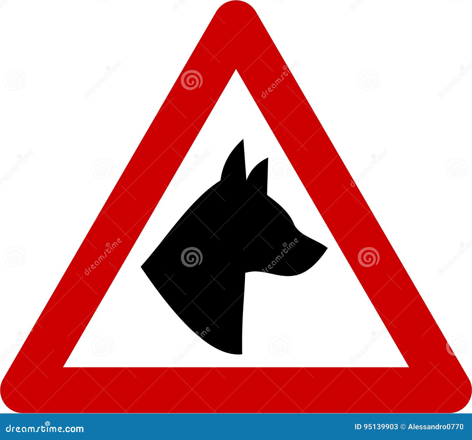 Warning sign with dog stock illustration. Illustration of alert - 95139903